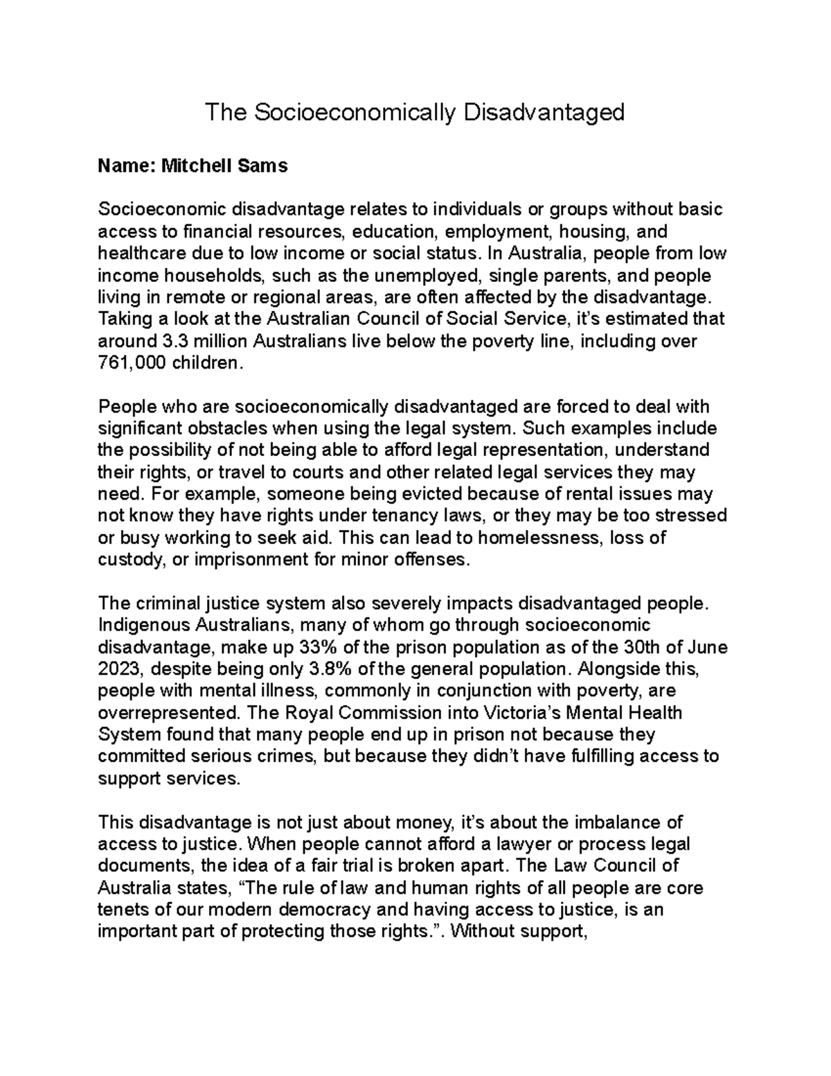 Legal Assignment: Socioeconomic Disadvantage and Access to Justice ...