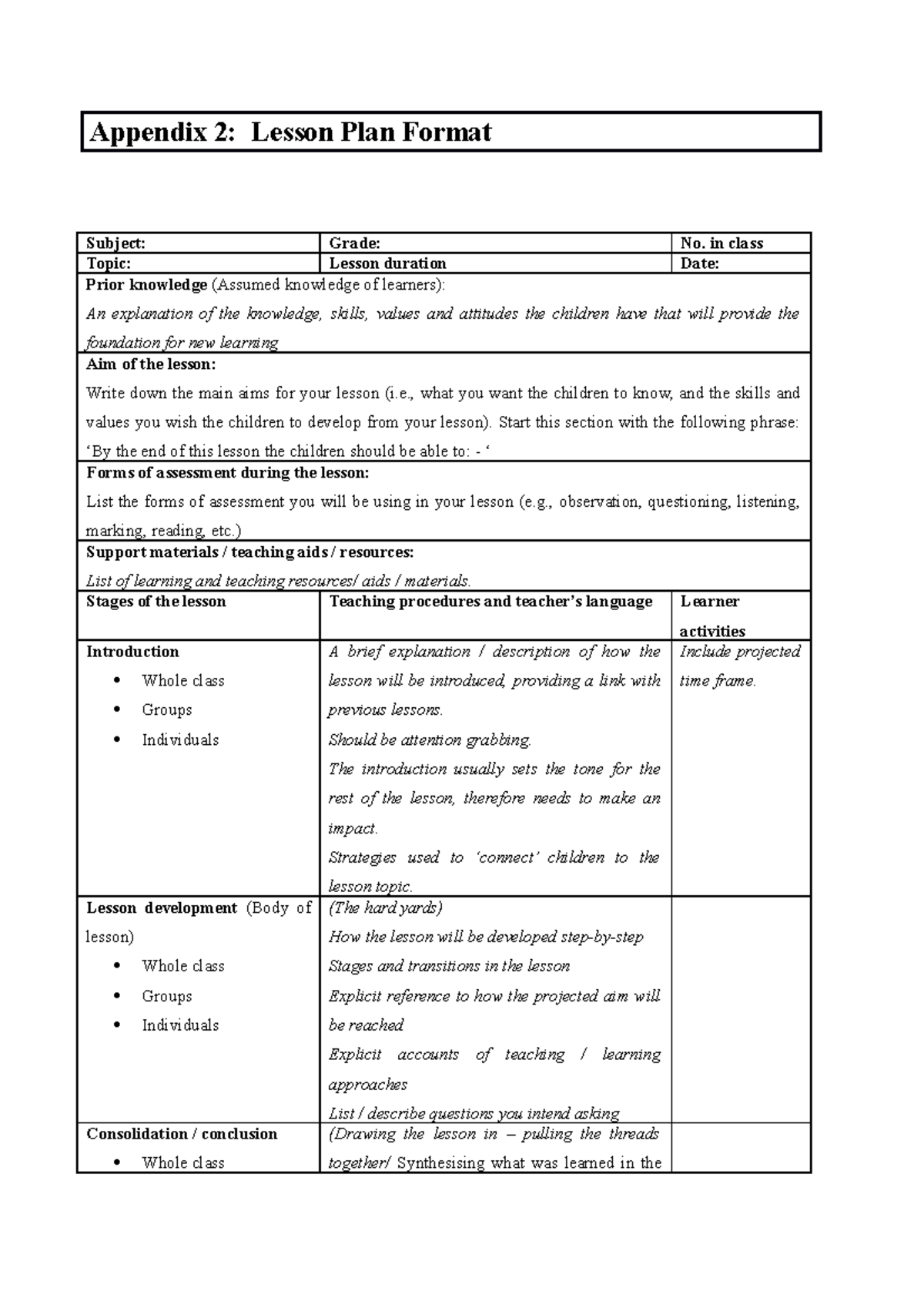 Lesson Plan Template for Effective Classroom Instruction - Studocu