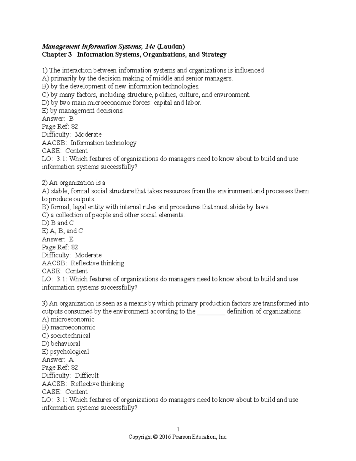 Chapter 3 - mis - Management Information Systems, 14e (Laudon) Chapter 3 Information Systems ...