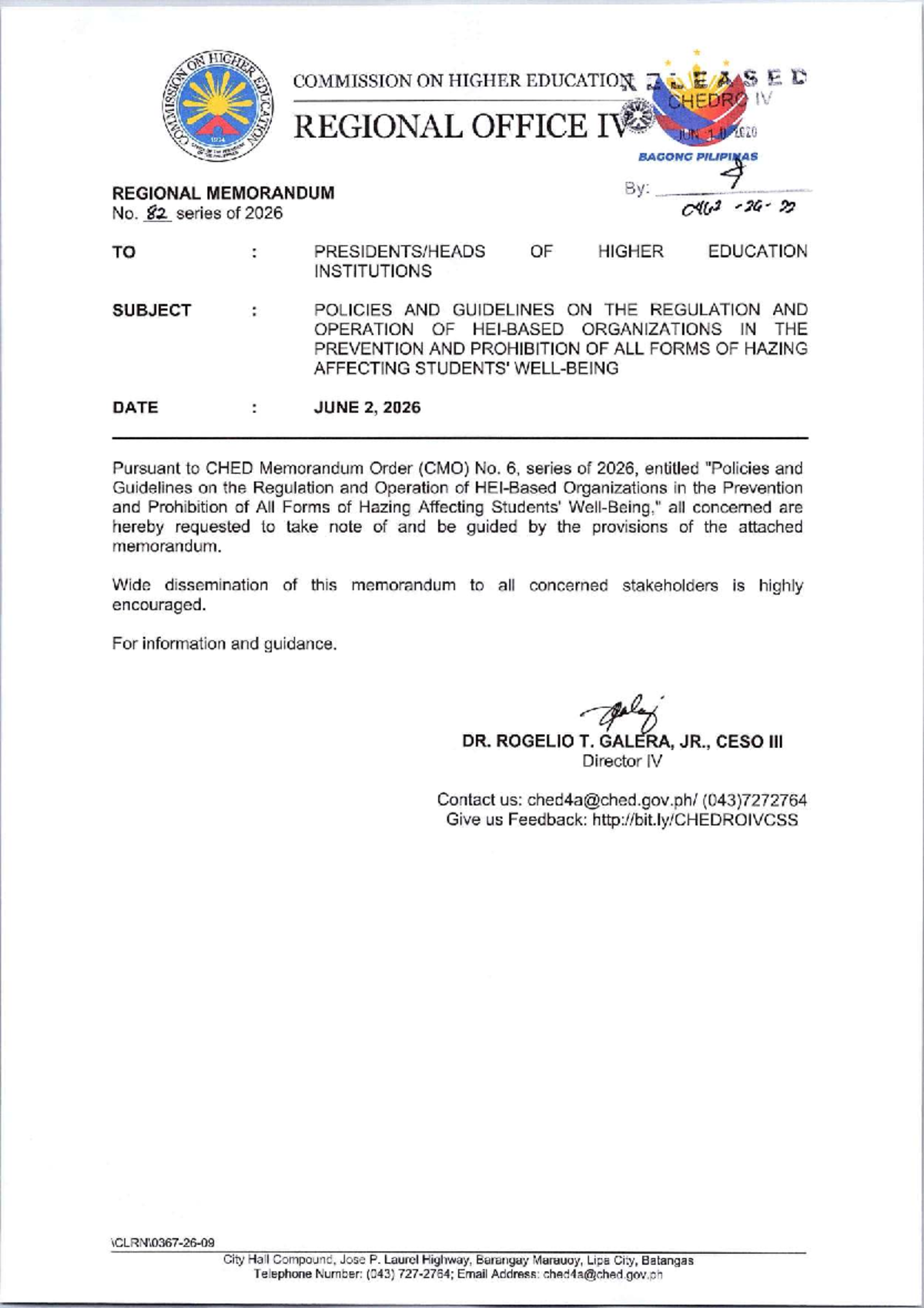 CHED CMO No. 06, Series of 2026: Hazing Prevention Policies and ...