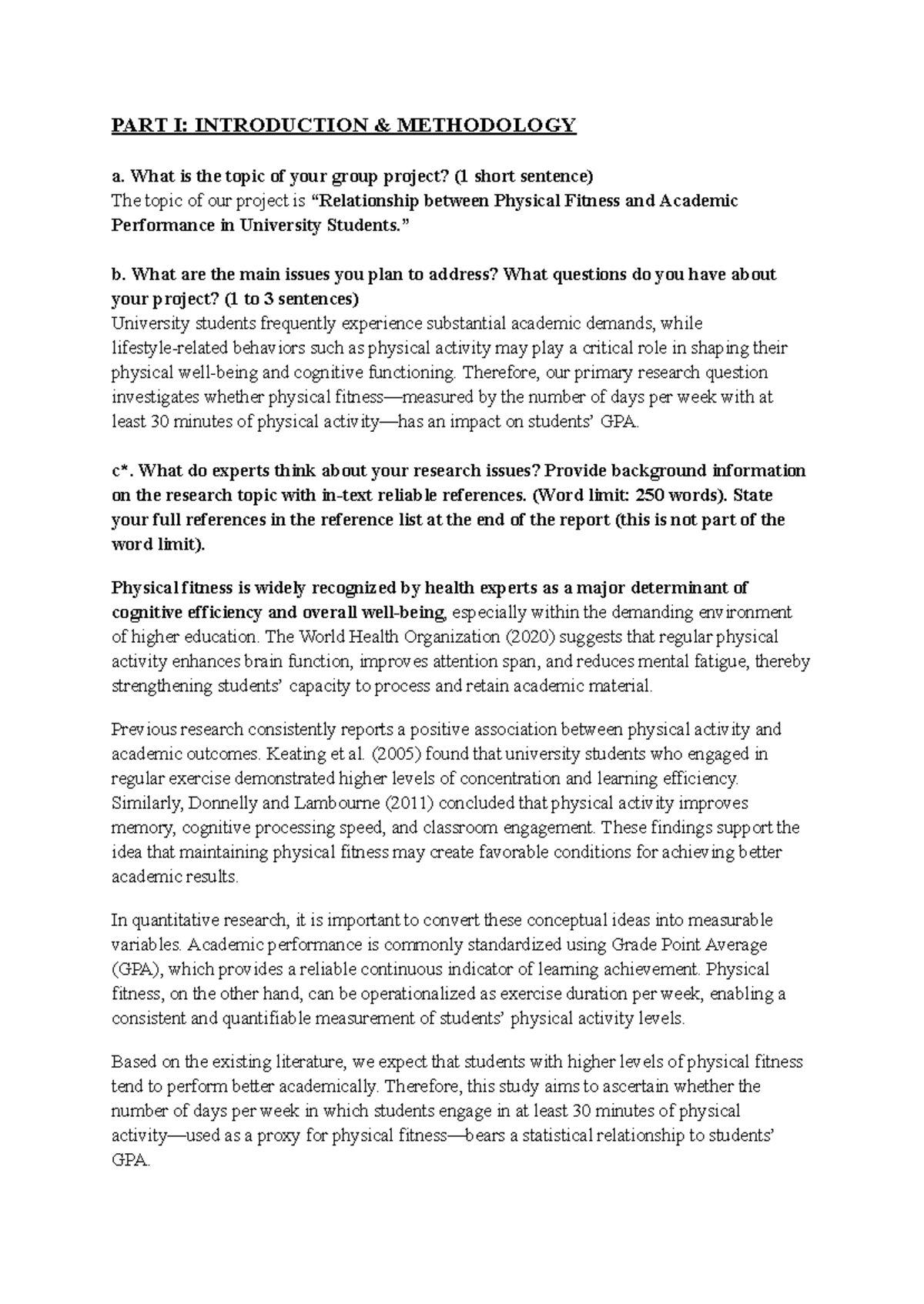 Research Methodology: Physical Fitness & Academic Performance (GPA ...