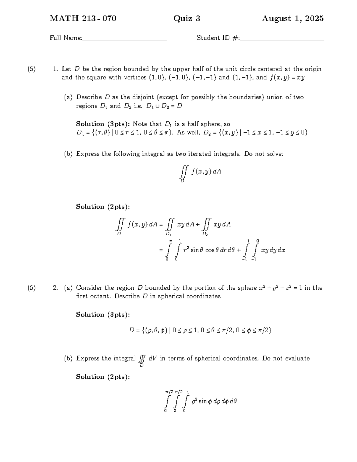MATH 213 Quiz 3 Solutions and Detailed Explanations - Studocu