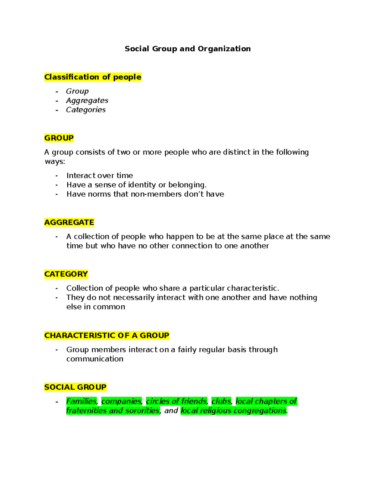 Lesson 4 Social Group and Organization - Social Group and Organization ...