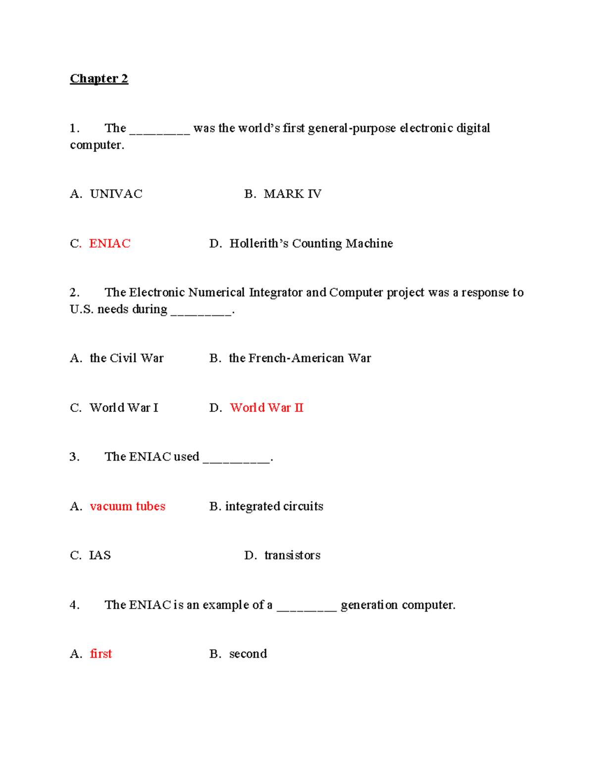 CEA Full Chapter Quiz: Key Concepts and Questions - Studocu