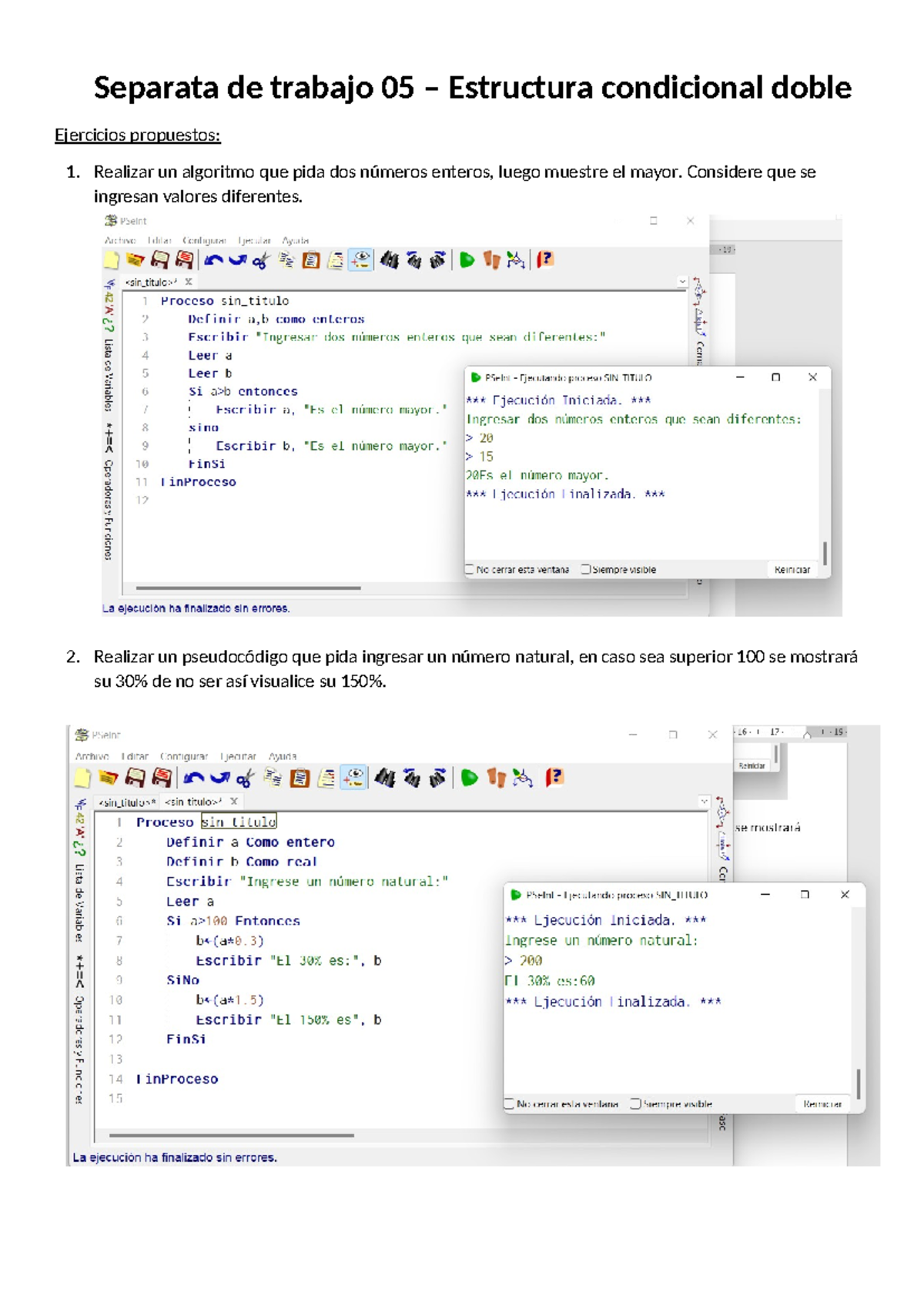 Separata de trabajo 05 - Estructura condicional doble - Principios de ...