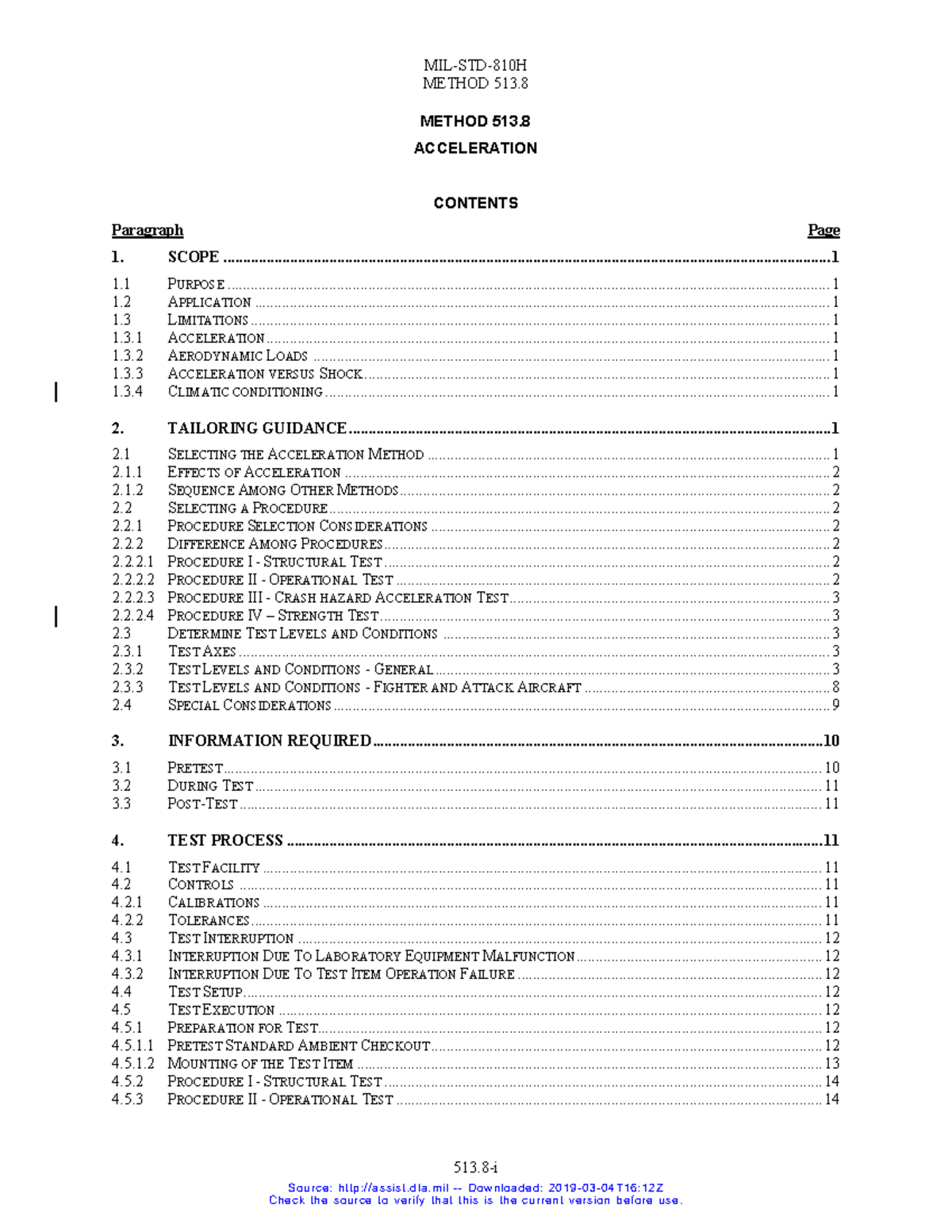 MIL-STD-810H Method 513.8: Acceleration Testing Guidelines - Studocu