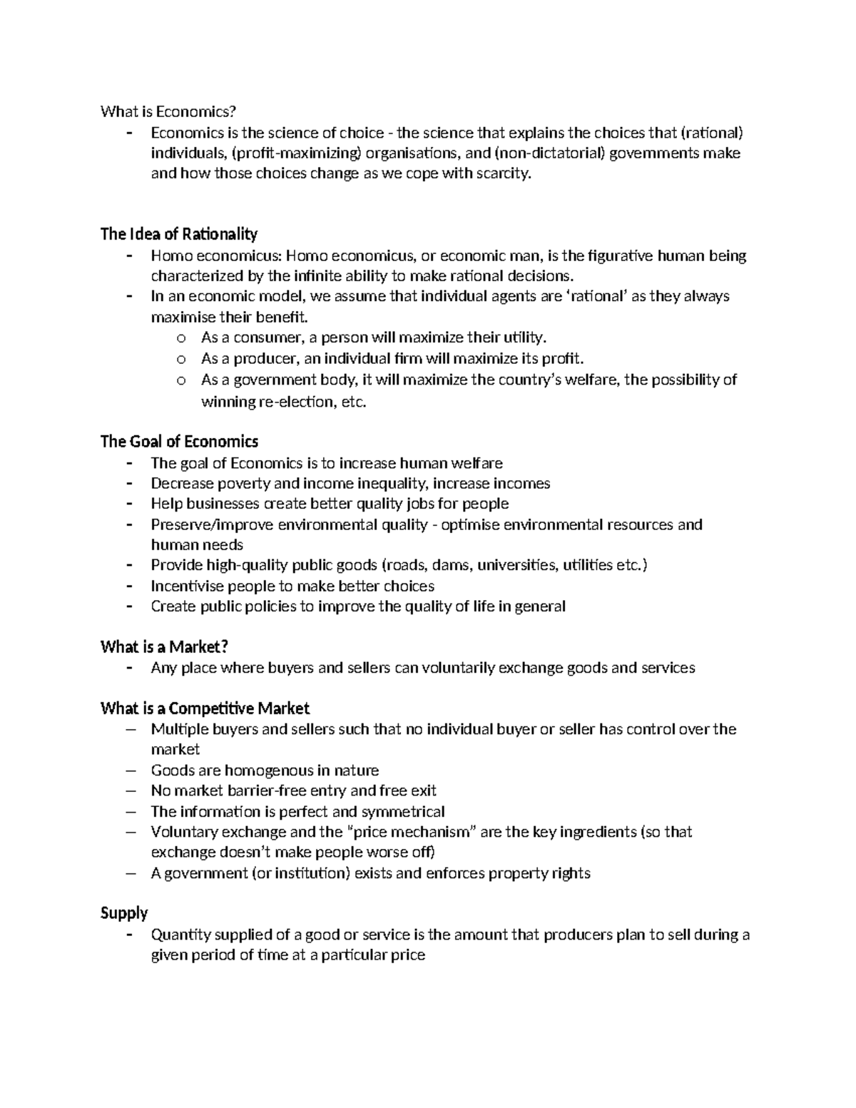 ECON 101: Comprehensive Economics Study Notes on Market Structures ...