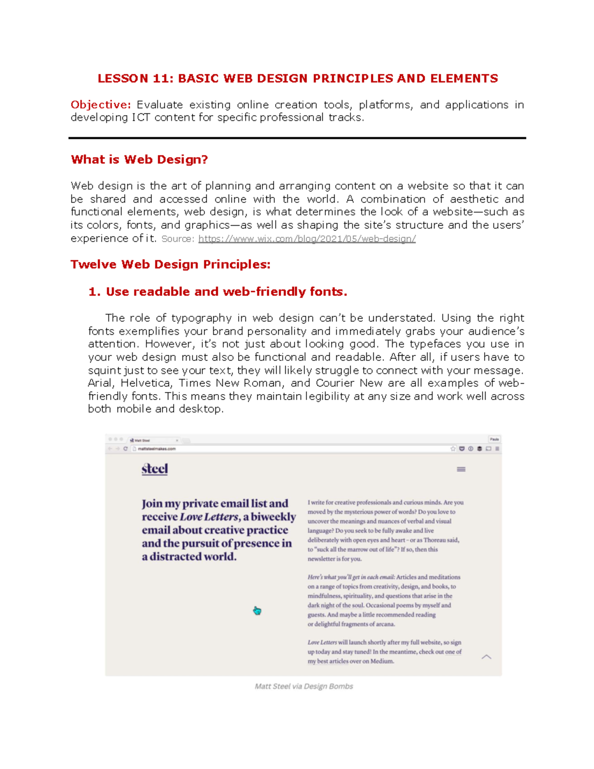 LESSON 11: FUNDAMENTALS OF WEB DESIGN PRINCIPLES AND ELEMENTS - Studocu