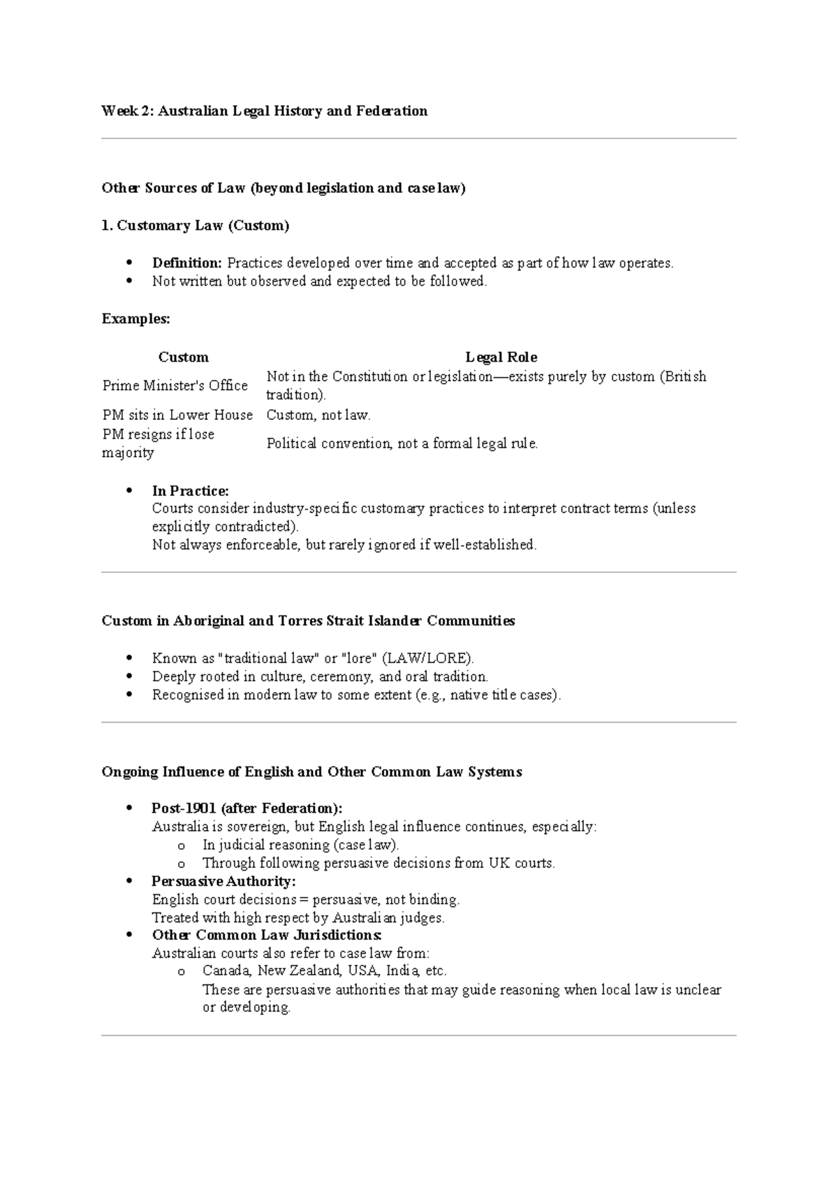 LLB101 Lecture Week 2: Australian Legal History & Customary Law ...