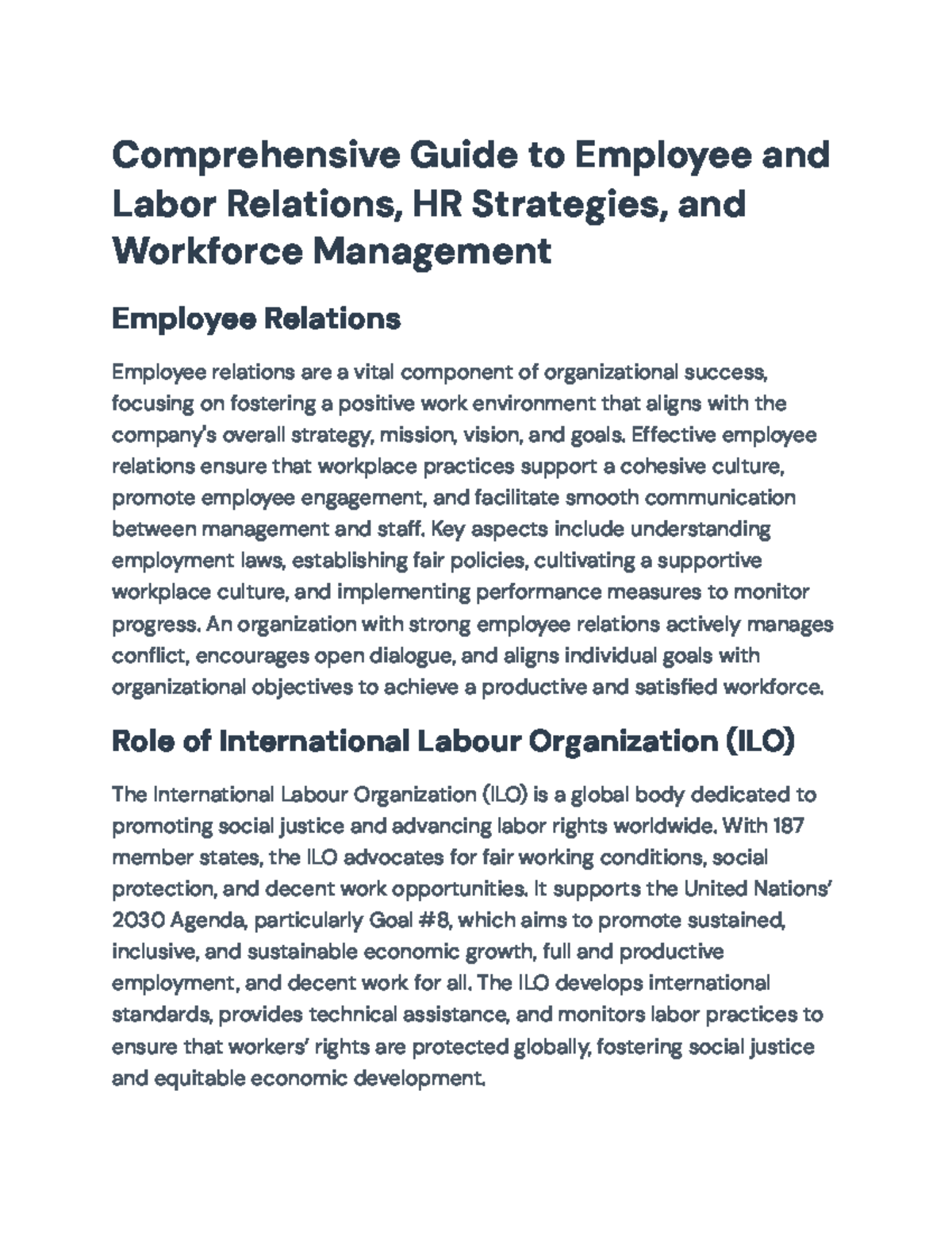 Comprehensive Guide to HR Management, Employee Relations, and Labor ...