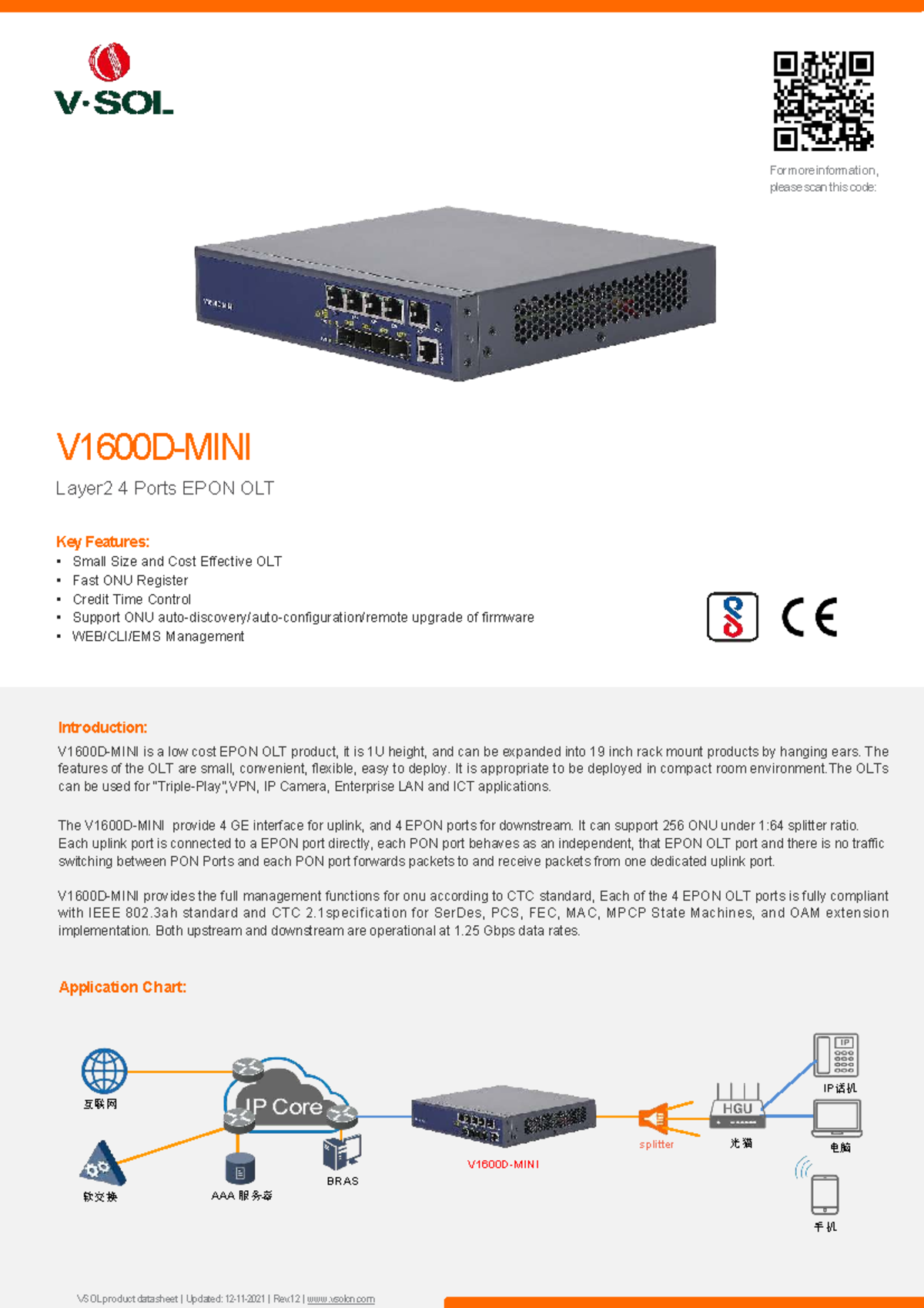 V1600D MINI Datasheet V1 - For more information, please scan this code ...