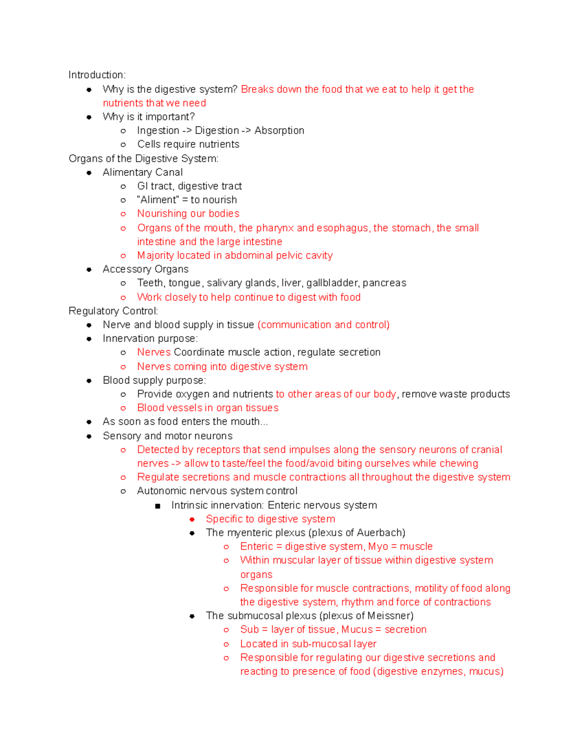 A&P II Lecture Notes: Overview of the Digestive System Functions - Studocu