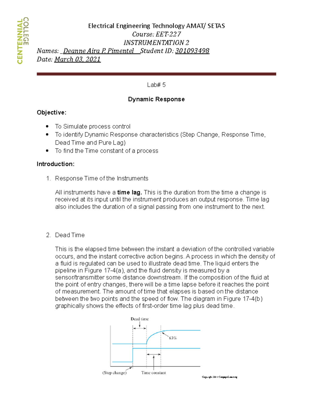 EET227 Lab-5: Dynamic Response Analysis in Instrumentation 2 Lab Report ...