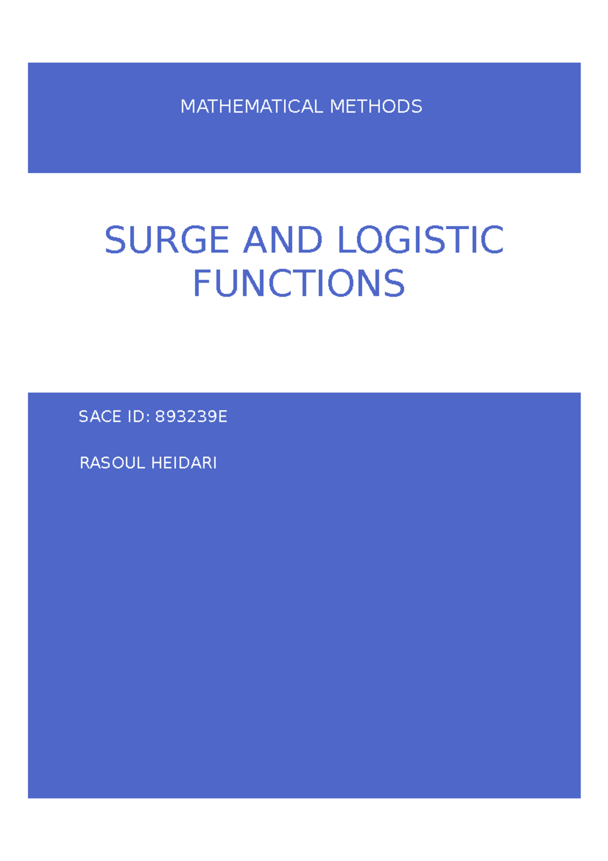 Maths SACE: Surge and Logistic Functions Analysis Report - Studocu