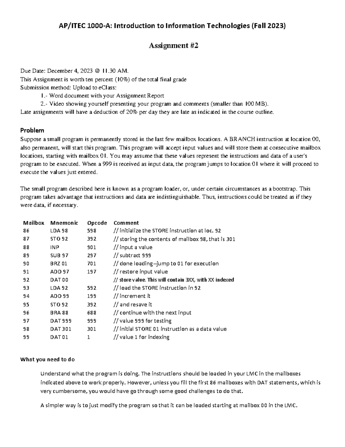 ITEC1000 A - Assignment 2 - AP/ITEC 1000 - A: Introduction to Information Technologies (Fall ...