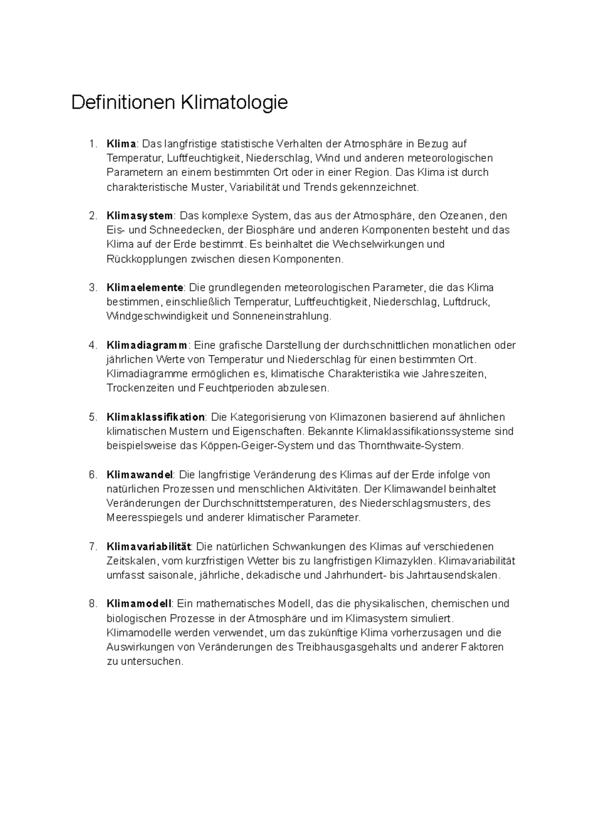 Definitionen Klimatologie - Definitionen Klimatologie Klima: Das ...