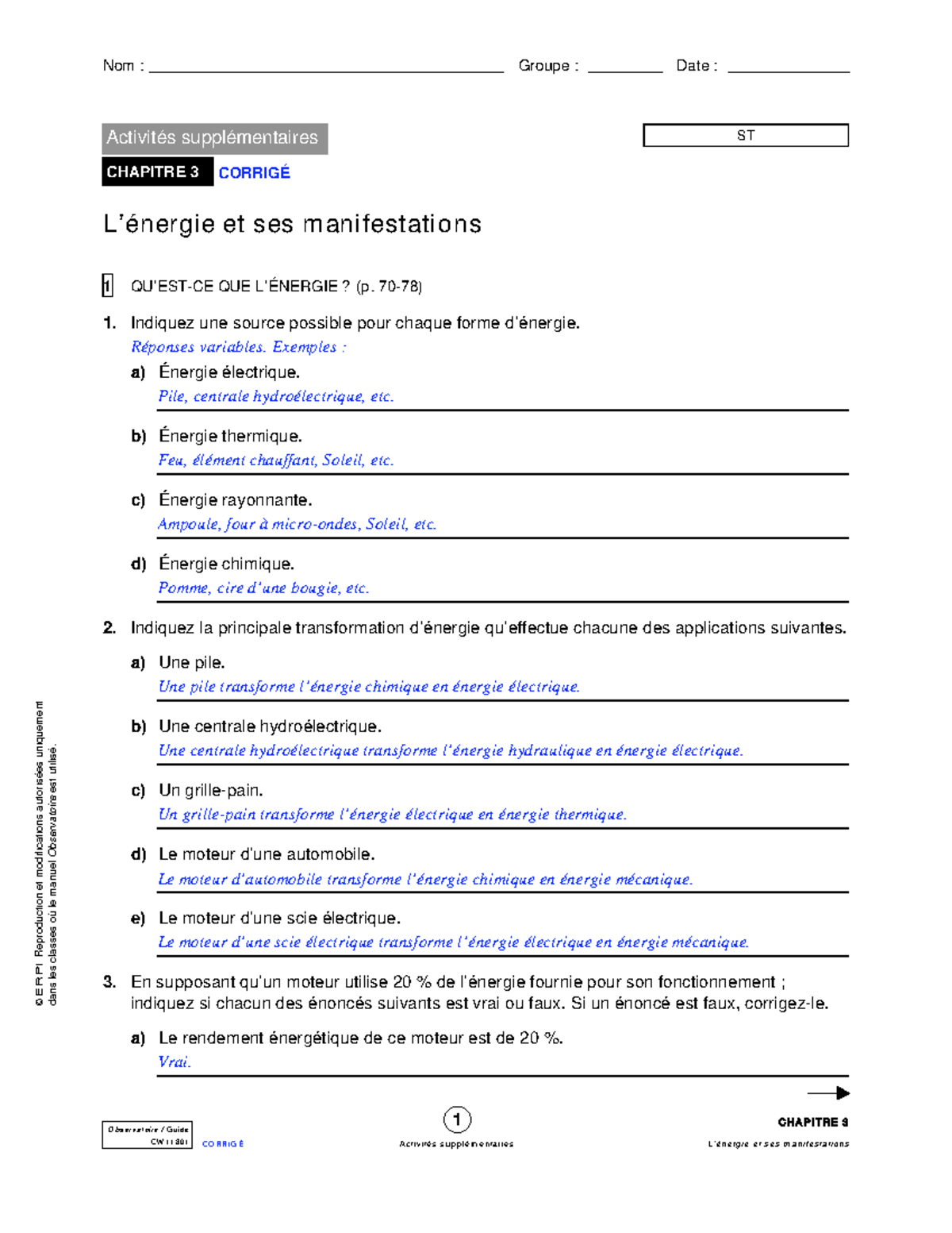 Corrigé des Activités Supplémentaires - CHAPITRE 3 - Observatoire ...