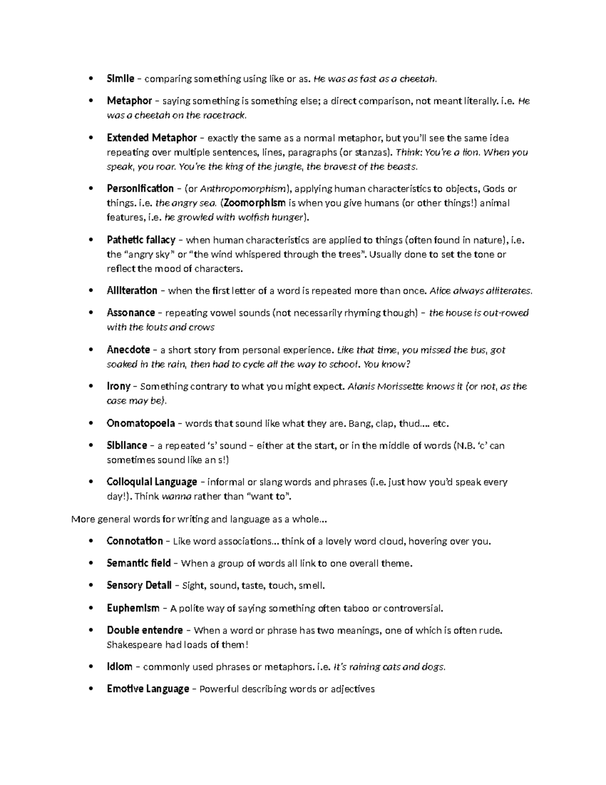 English Devices - helpful - Simile – comparing something using like or ...