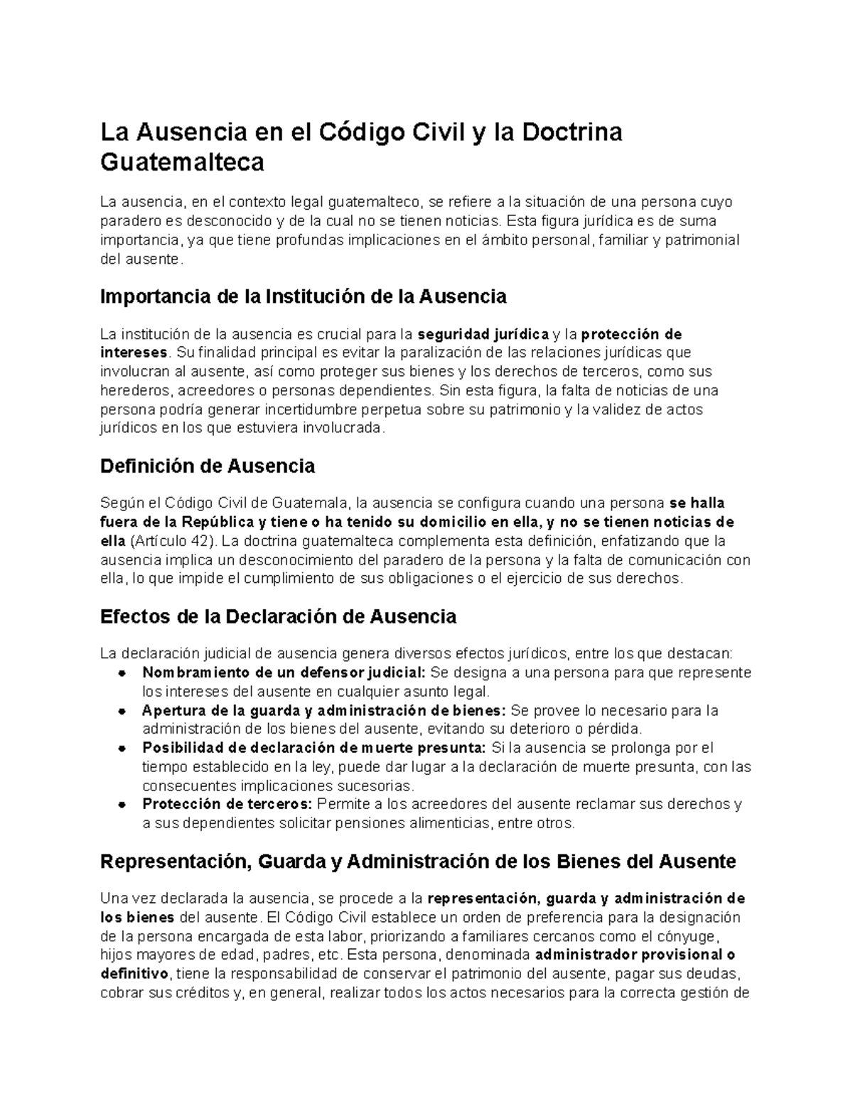 La Ausencia en el Código Civil de Guatemala: Importancia y Efectos ...