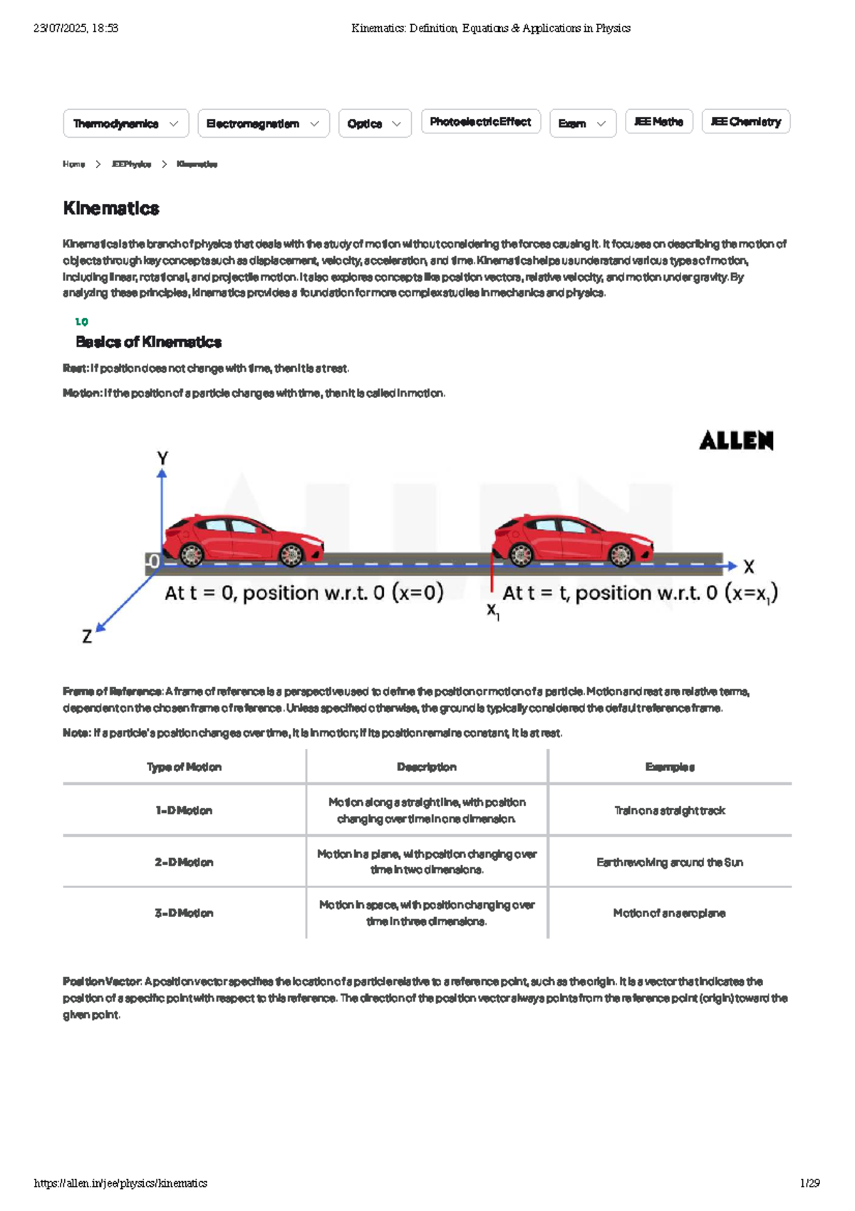 Kinematics: Definitions, Equations & Applications in Physics (18:53 ...