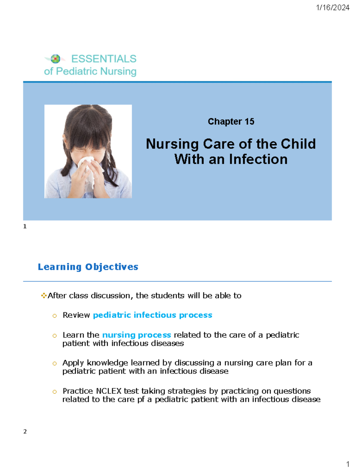 Chapter 15-Care of the Child with an Infection - Copyright © Wolters ...