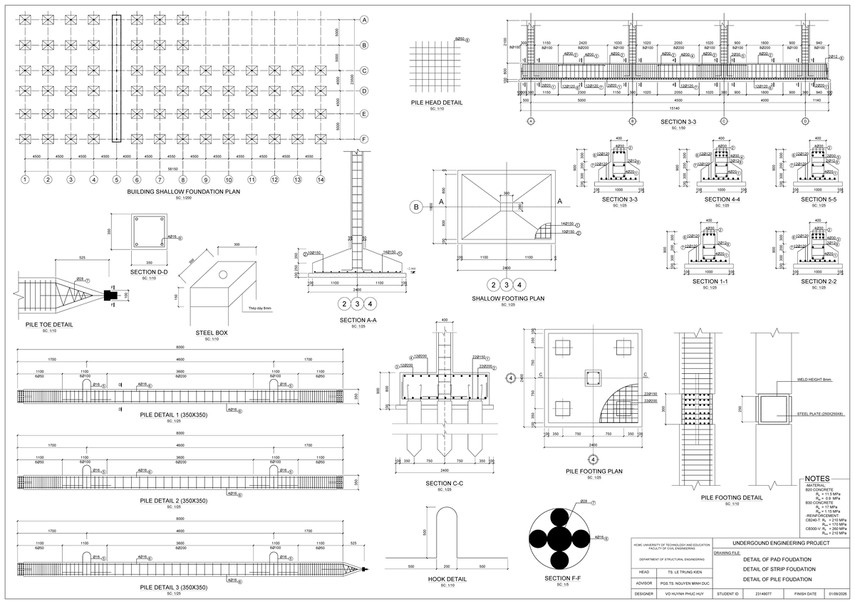 A1 DANM 2100 - Shallow Foundation and Pile Detail Drawings - Studocu