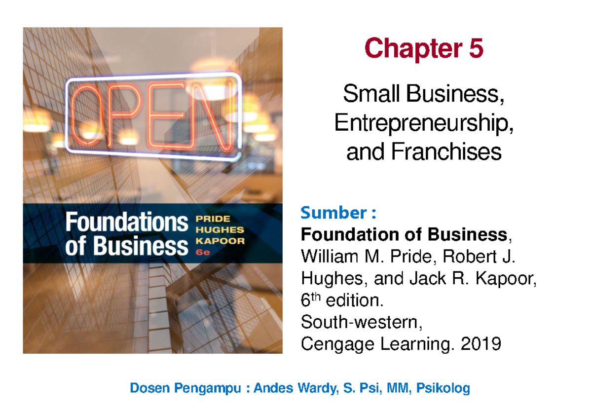 Chapter 5: Small Business, Entrepreneurship & Franchises - Insights ...