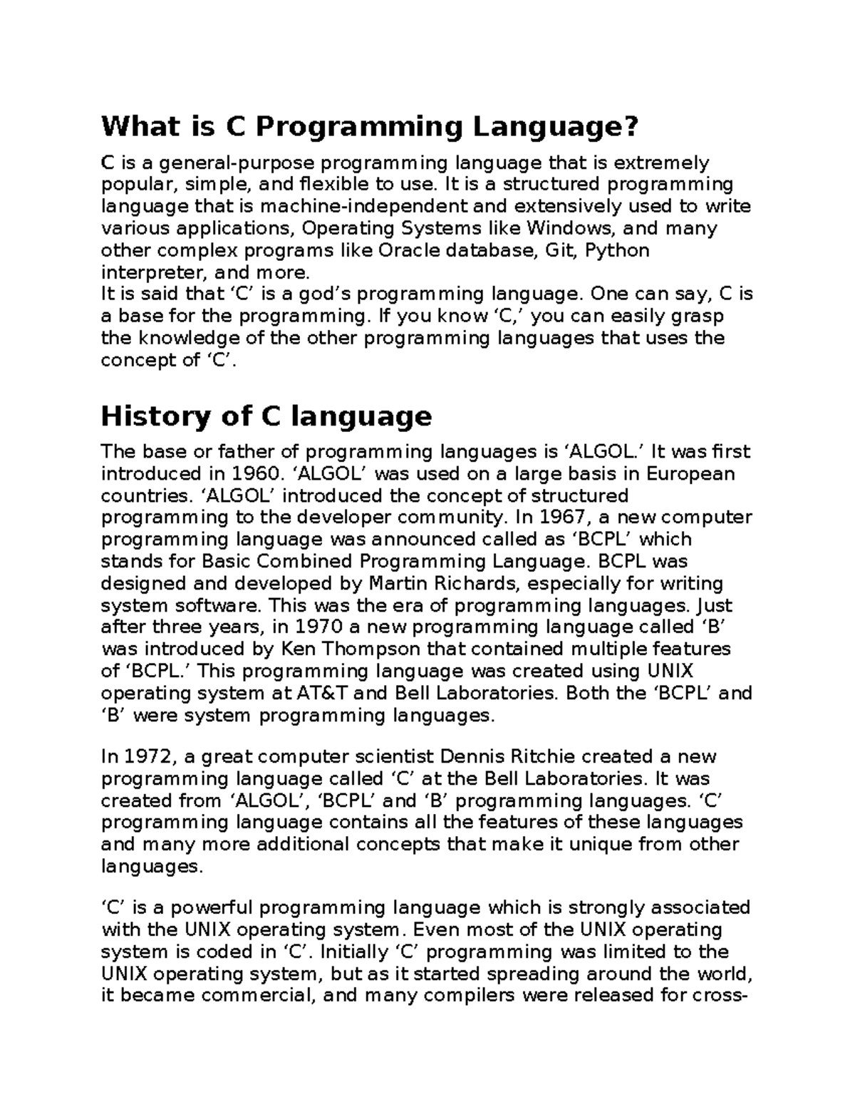 Introduction-to-C - easy to follow and understand - What is C ...