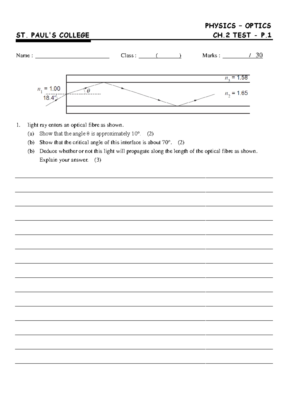 2025-26 PHYSICS F3 Optics Test Chapter 2 - Studocu