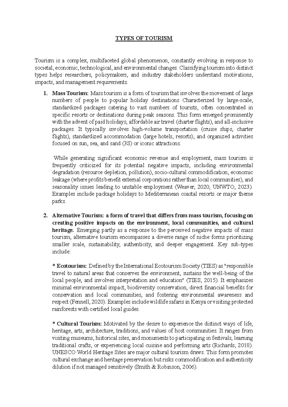 Types of Tourism: Understanding Mass, Alternative, and Special Interest ...