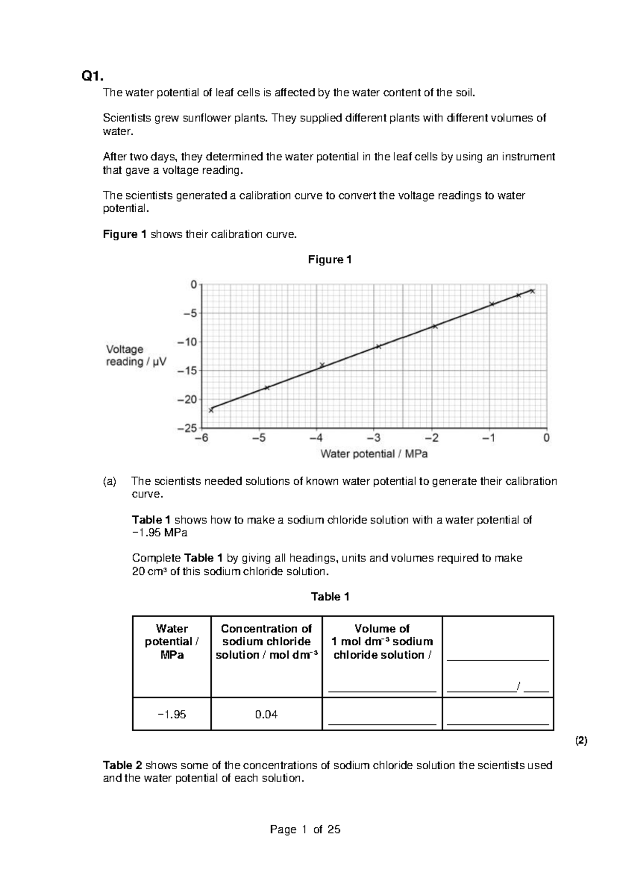 Alevel Practical 3: Osmosis Questions & Markschemes (Biology) - Studocu