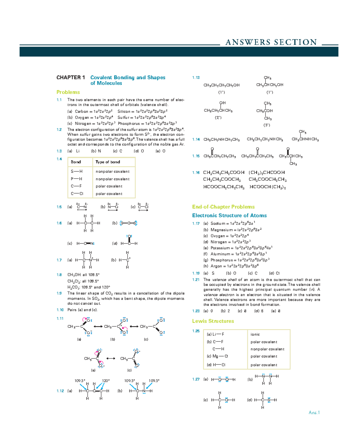 COVALENT BONDING & MOLECULAR SHAPES - CHAPTER 1 ANSWERS - Studocu