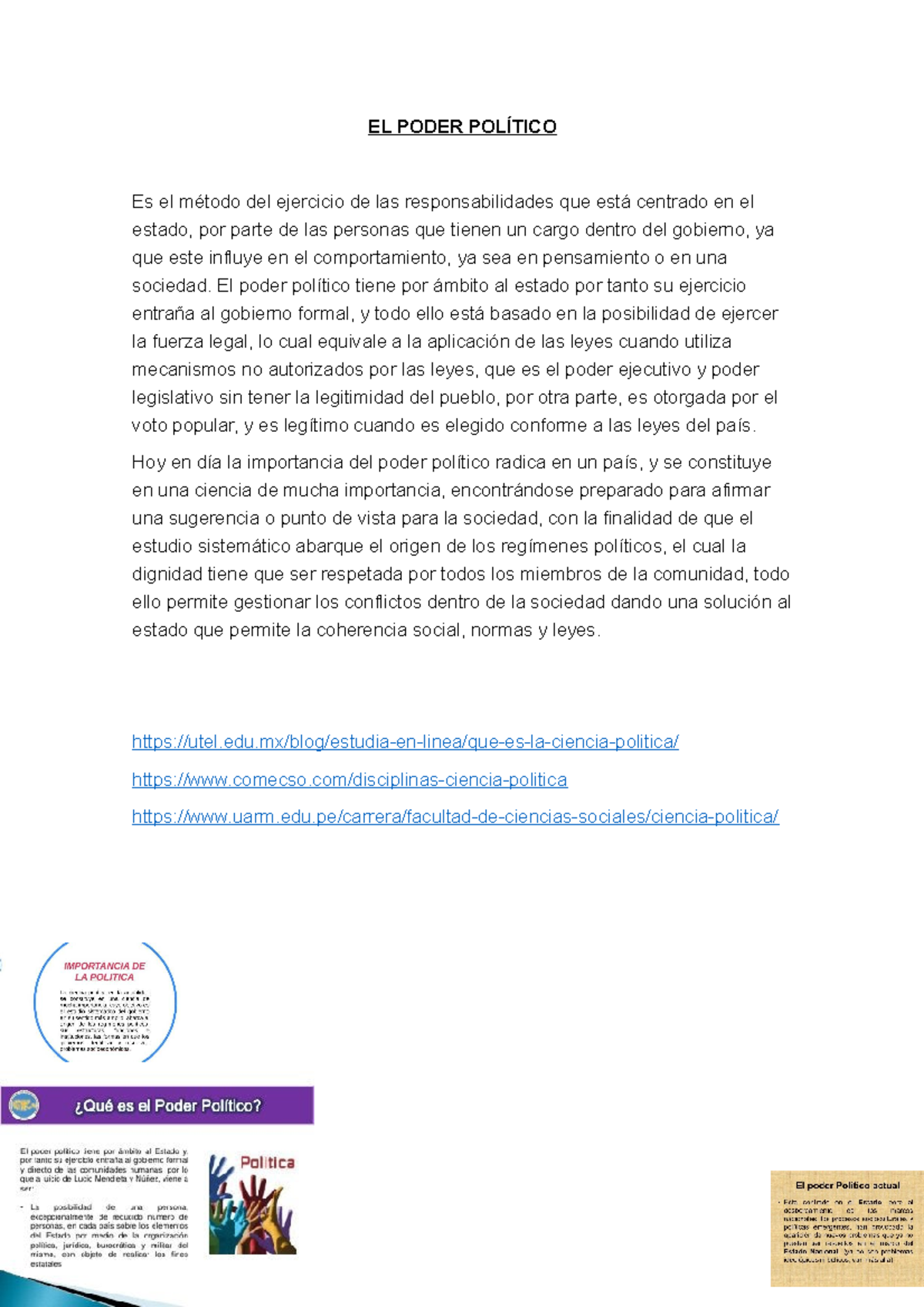 CONCEPTO DEL PODER POLITICO Y SUS FUNCIONES ESPECIALIZADAS EN LA ...