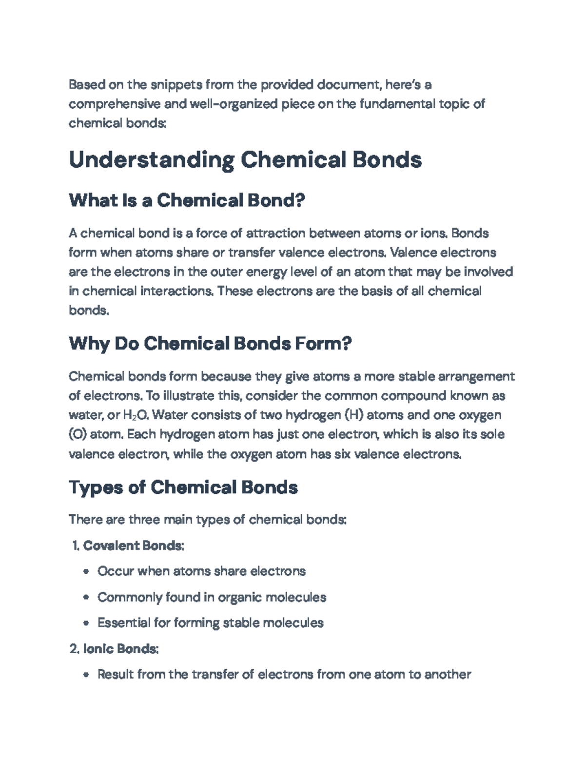 Understanding Chemical Bonds: Types and Significance in Chemistry ...