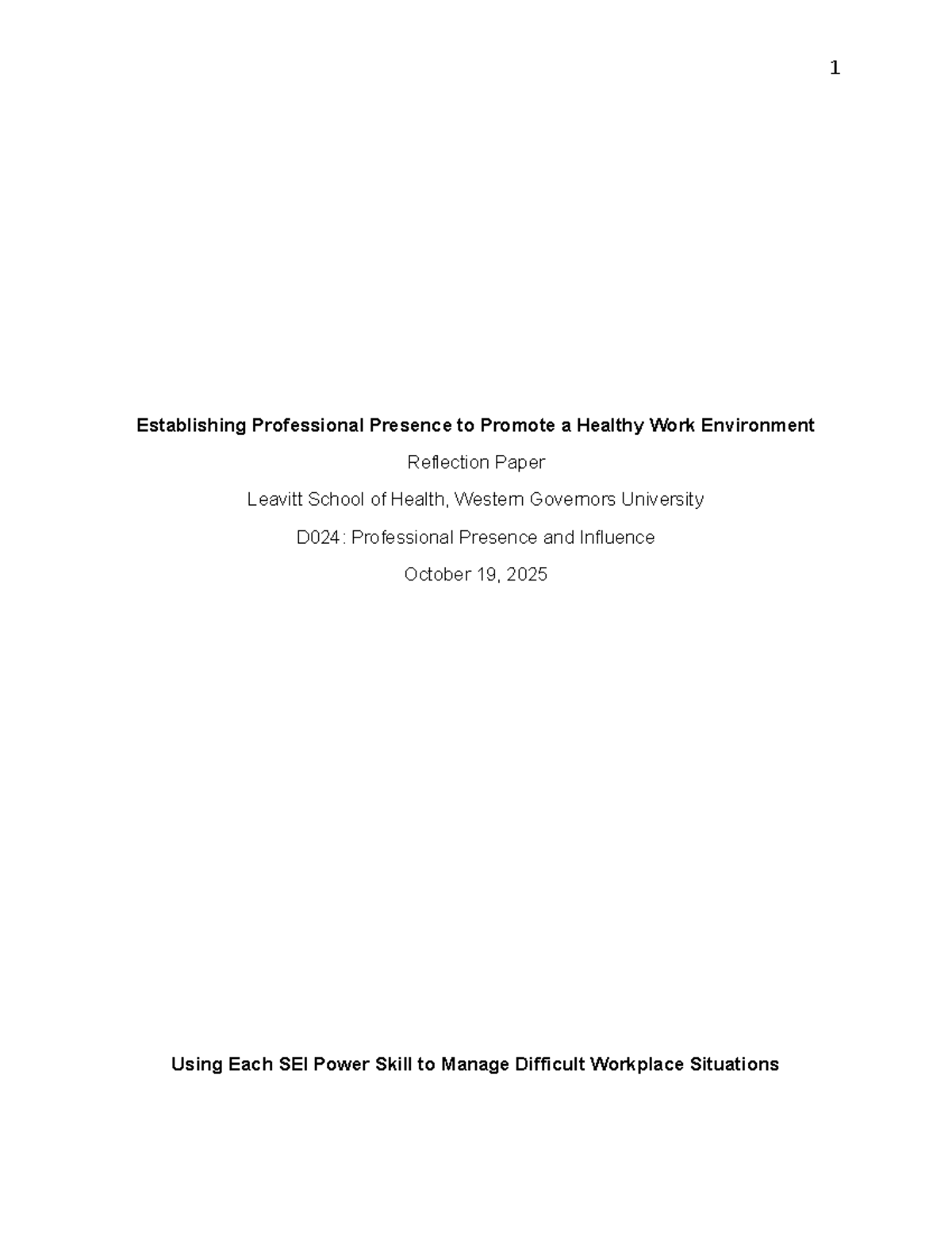 D024: Reflection on Professional Presence & Emotional Intelligence in ...