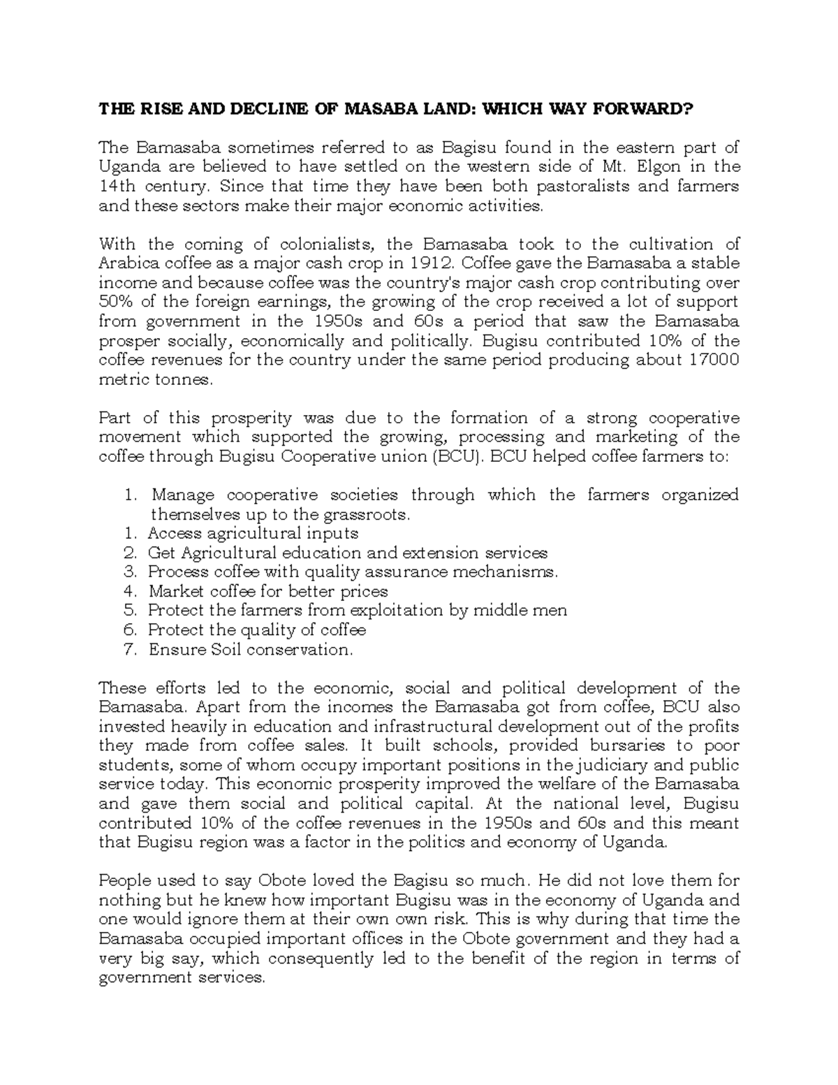 The Rise and Decline of Masaba Land: A Path Forward for the Bamasaba ...