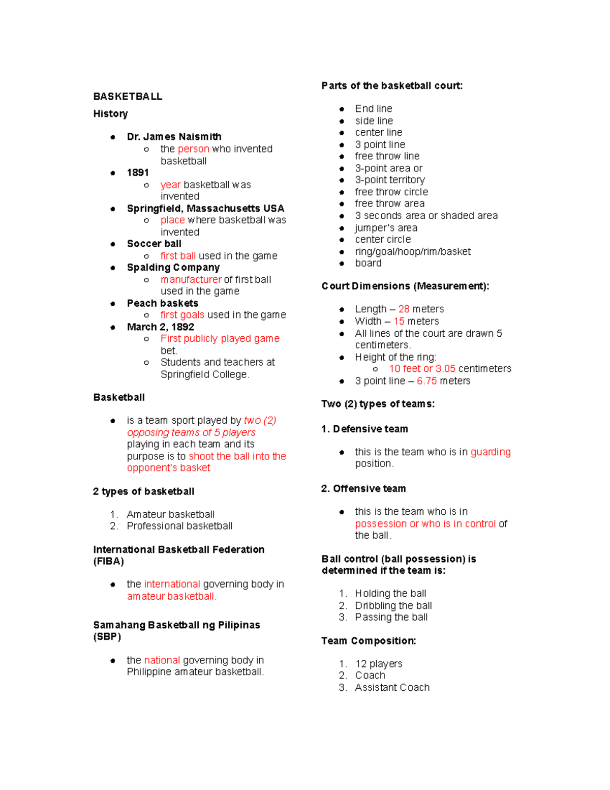 BASKETBALL History & Rules: A Comprehensive Overview (Pathfit) - Studocu