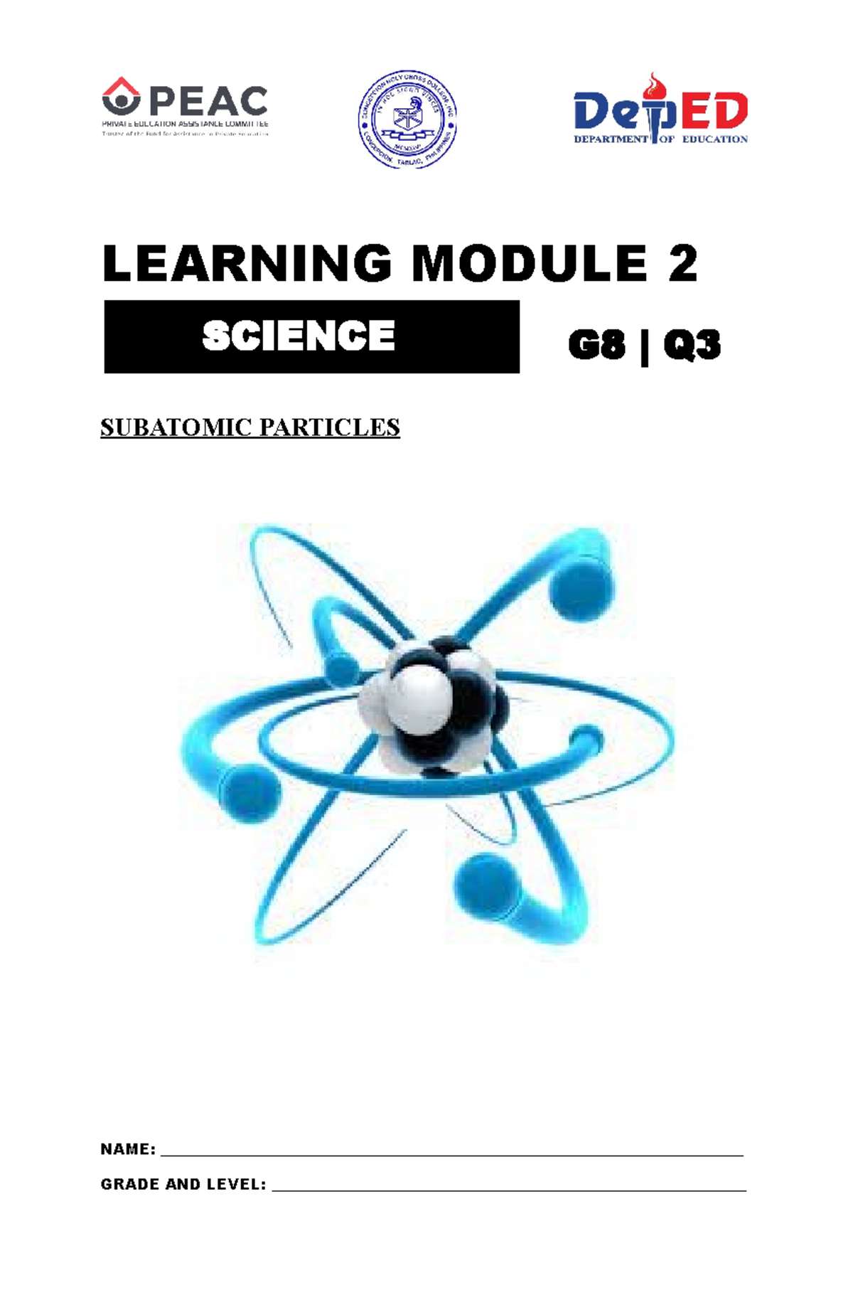 Grade 8 Science Module 2 Q3 - LEARNING MODULE 2 SUBATOMIC PARTICLES ...