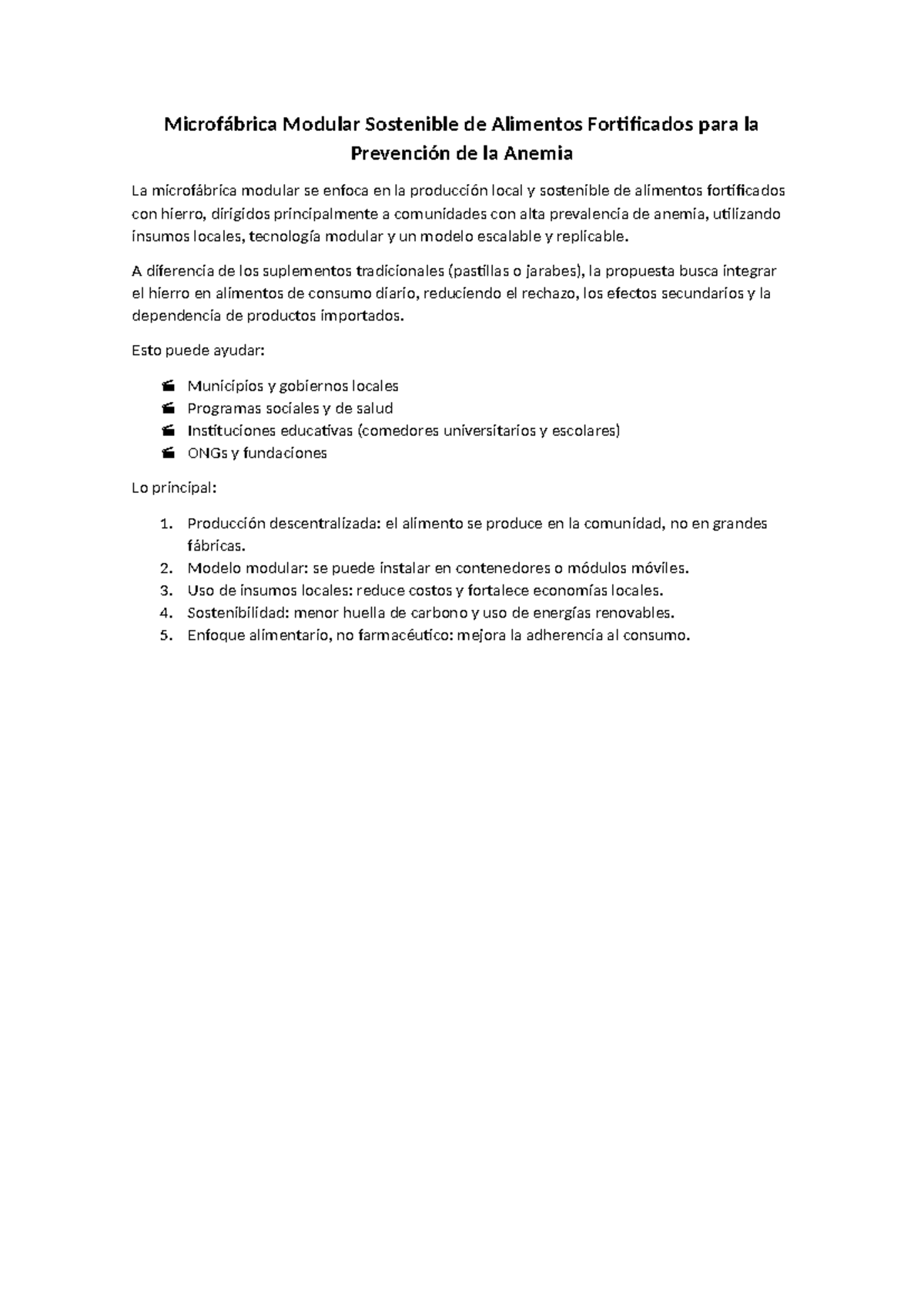 Microfábrica Modular Sostenible de Alimentos Fortificados: Prevención ...