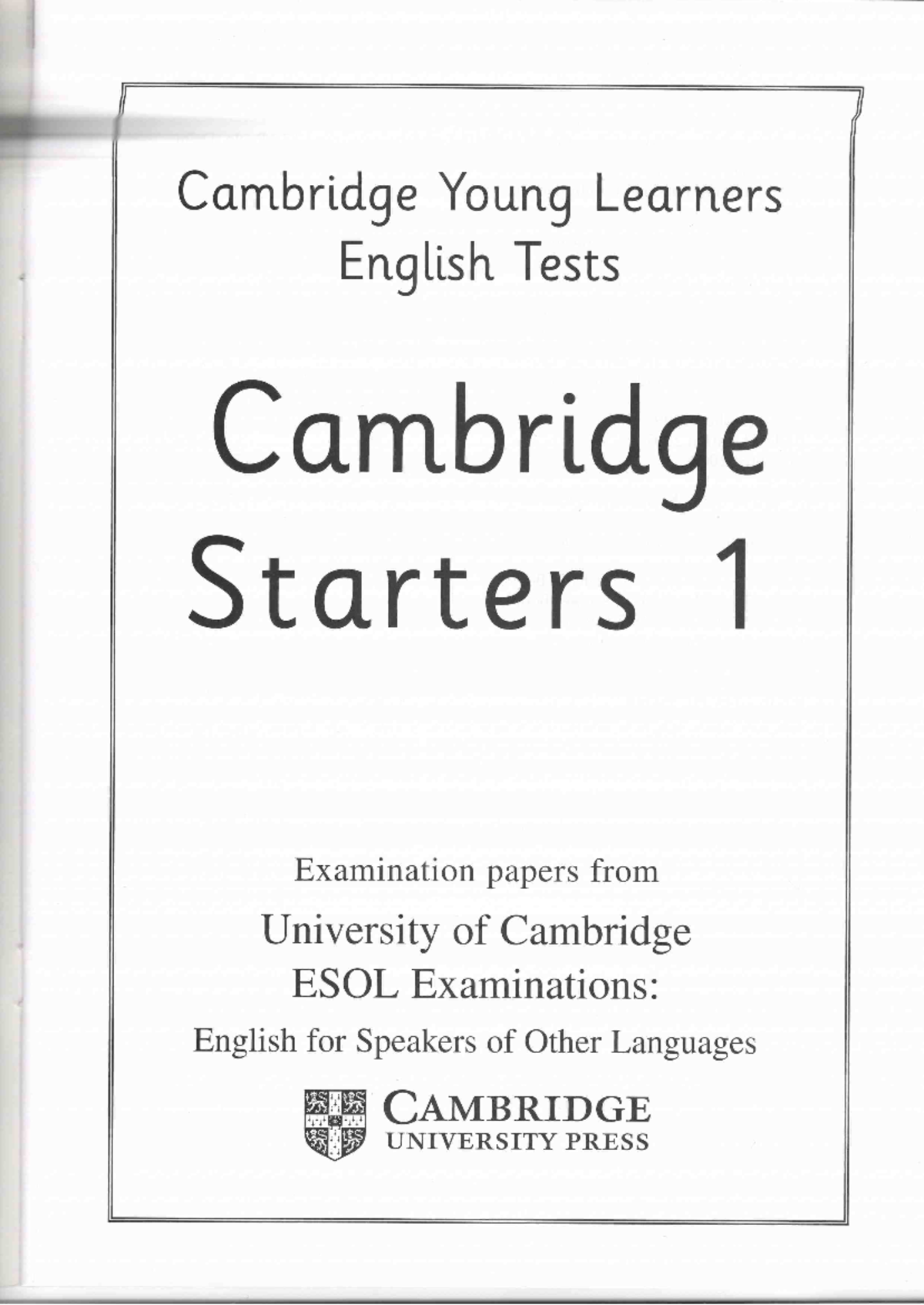 Cambridge Young Learners English Tests: Starters 1 Listening & Reading ...