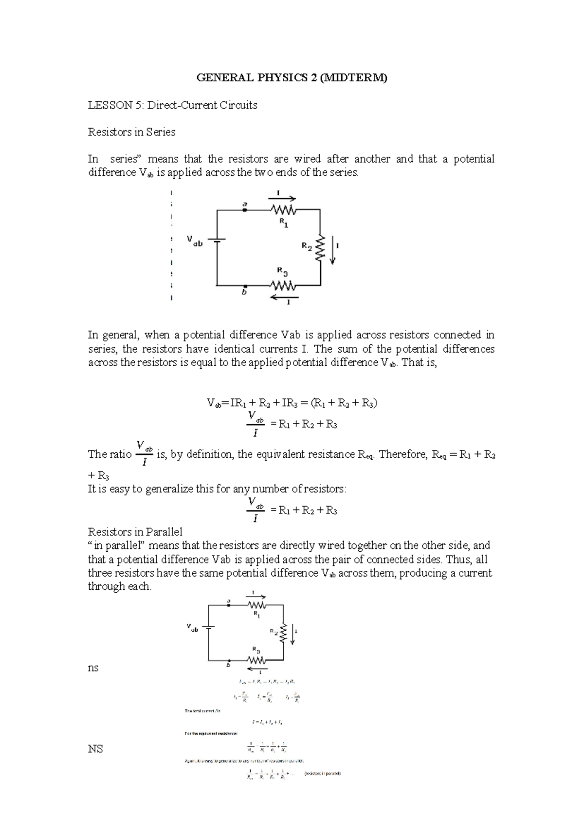 MID - Lesson 5: Direct-Current Circuits in General Physics 2 - Studocu