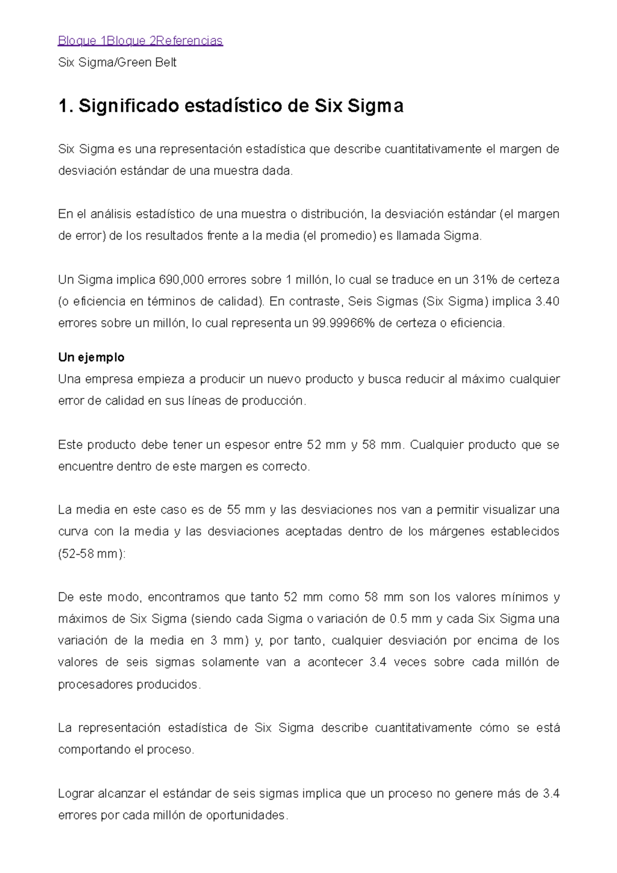 Six Sigma: Significado Estadístico y Metodología DMAMC - Studocu