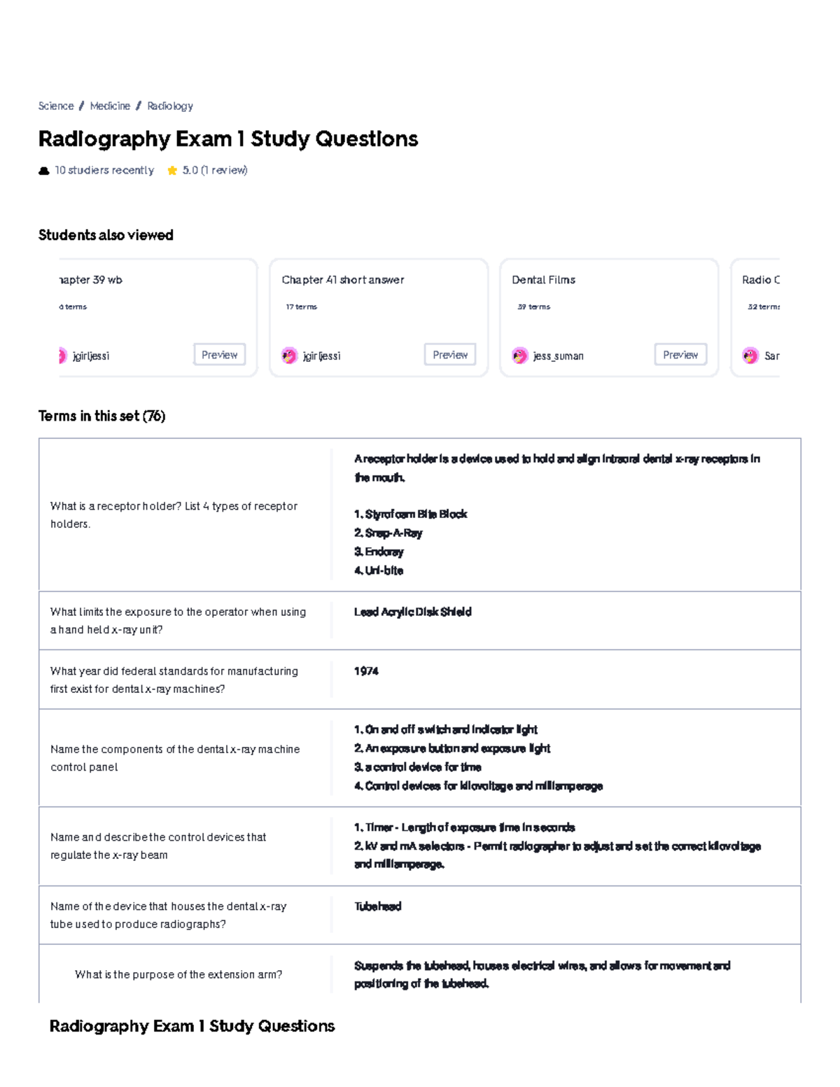 Radiography Exam 1 Study Guide: Key Concepts and Flashcards - Studocu