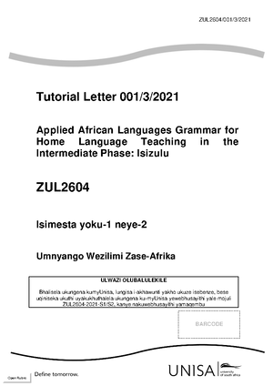 [Solved] Yini izikhukhula - Zulu 1 (ISZU 101) - Studocu