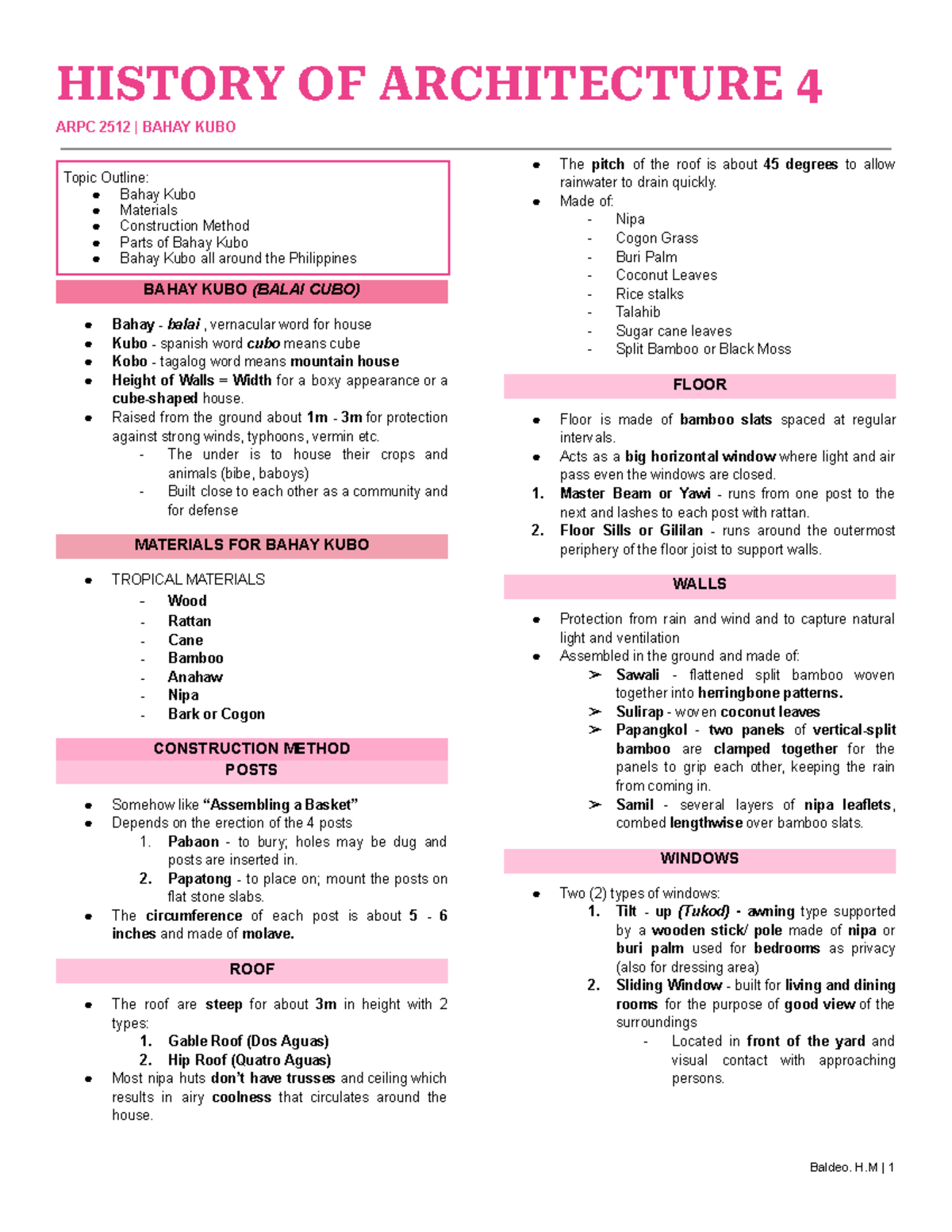 HISTORY OF ARCHITECTURE 4 ARPC 2512: Bahay Kubo Overview and Construction - Studocu