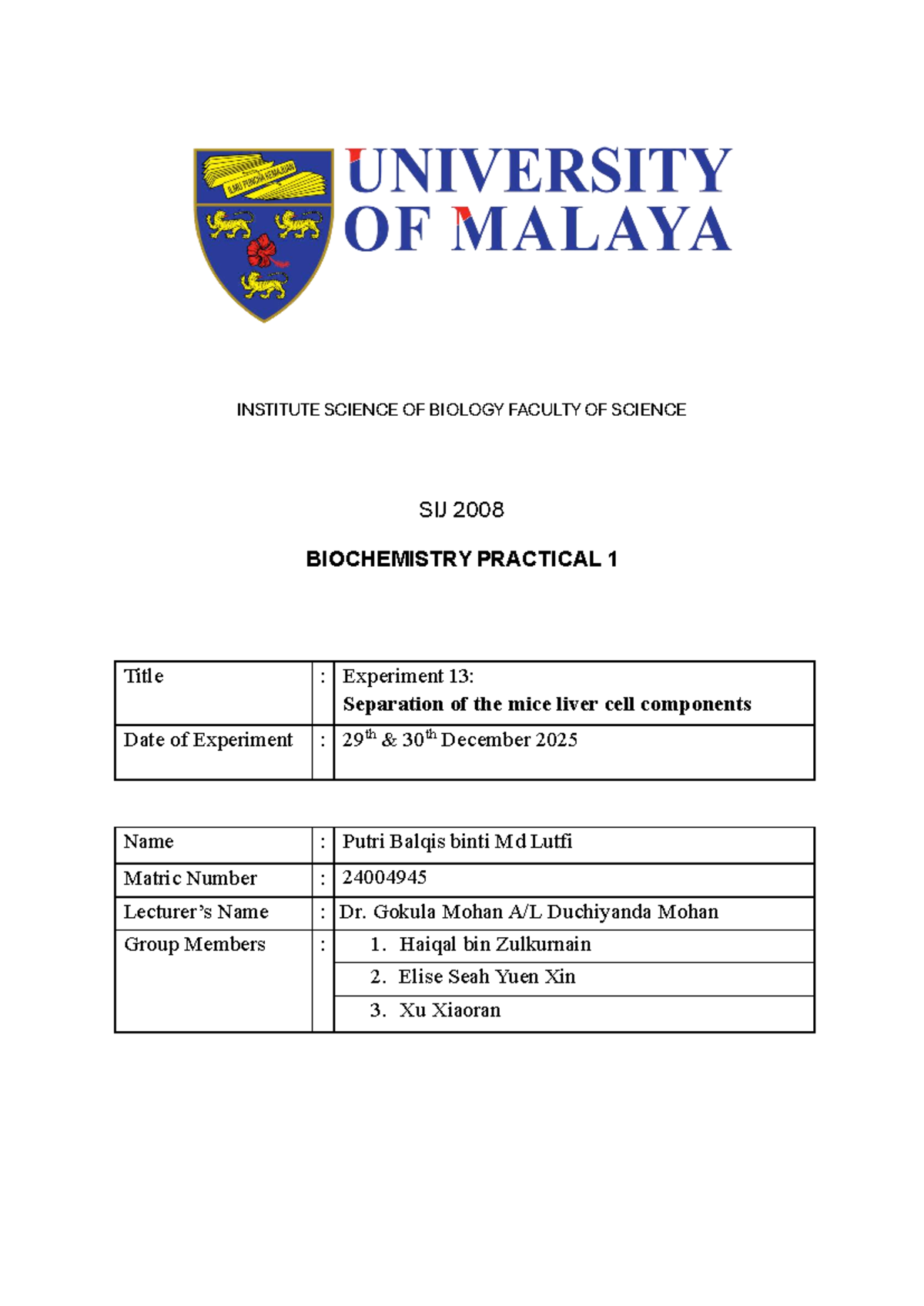 Isolation of Mouse Liver Cell Fractions: Biochem Practical SIJ 2008 ...