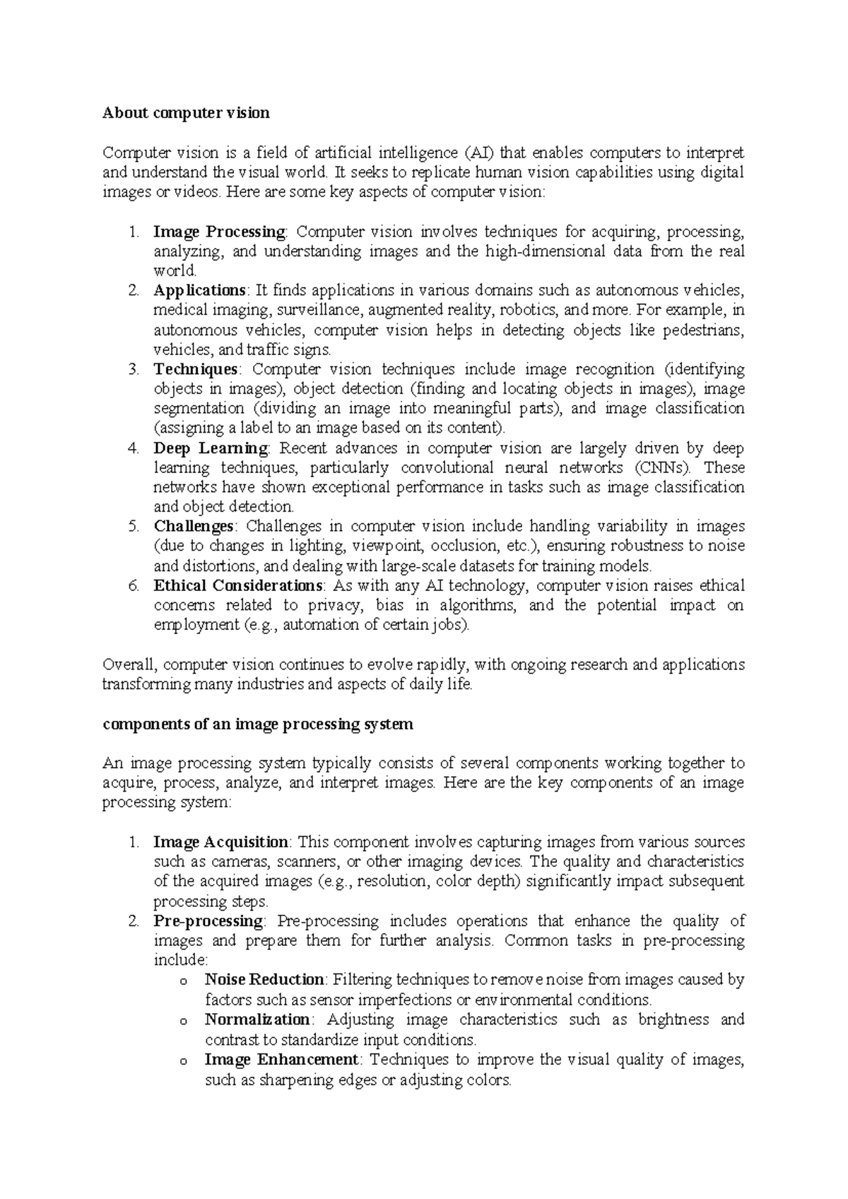 Computer vision Unit 1 - About computer vision Computer vision is a ...