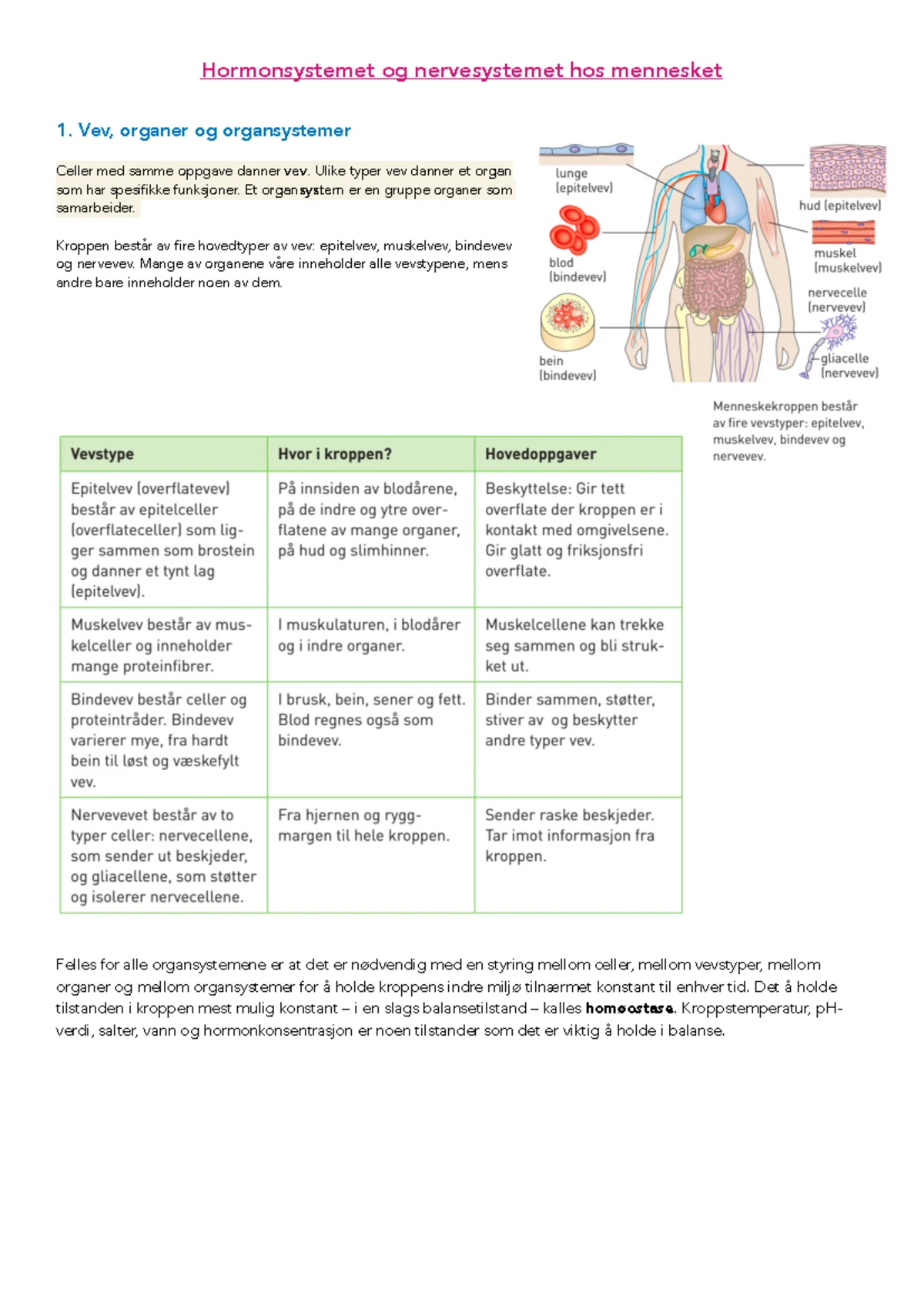 Anatomi Eksamensnotater - Øving 1 & 2 MSVAR - Studocu