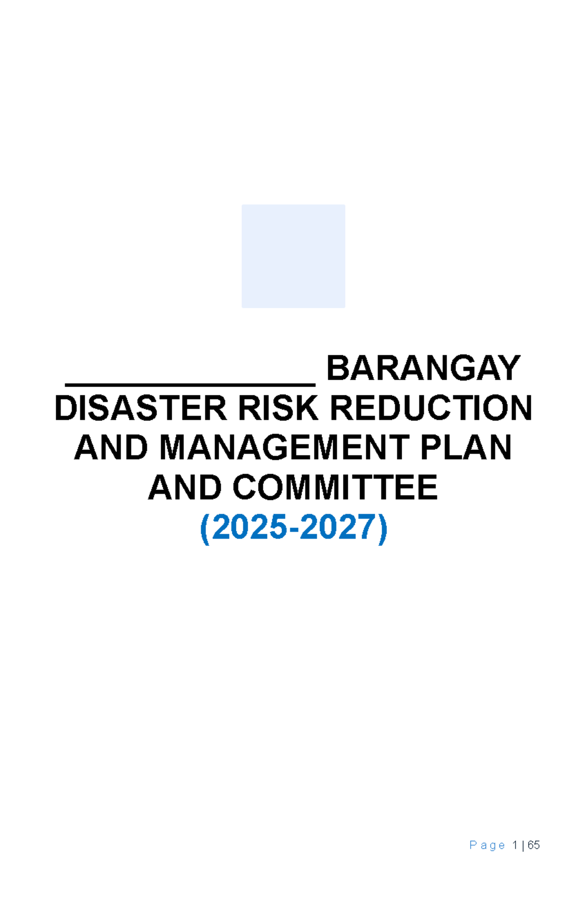 Bdrrmp-Template: Barangay Disaster Risk Reduction Management (2025-2027 ...