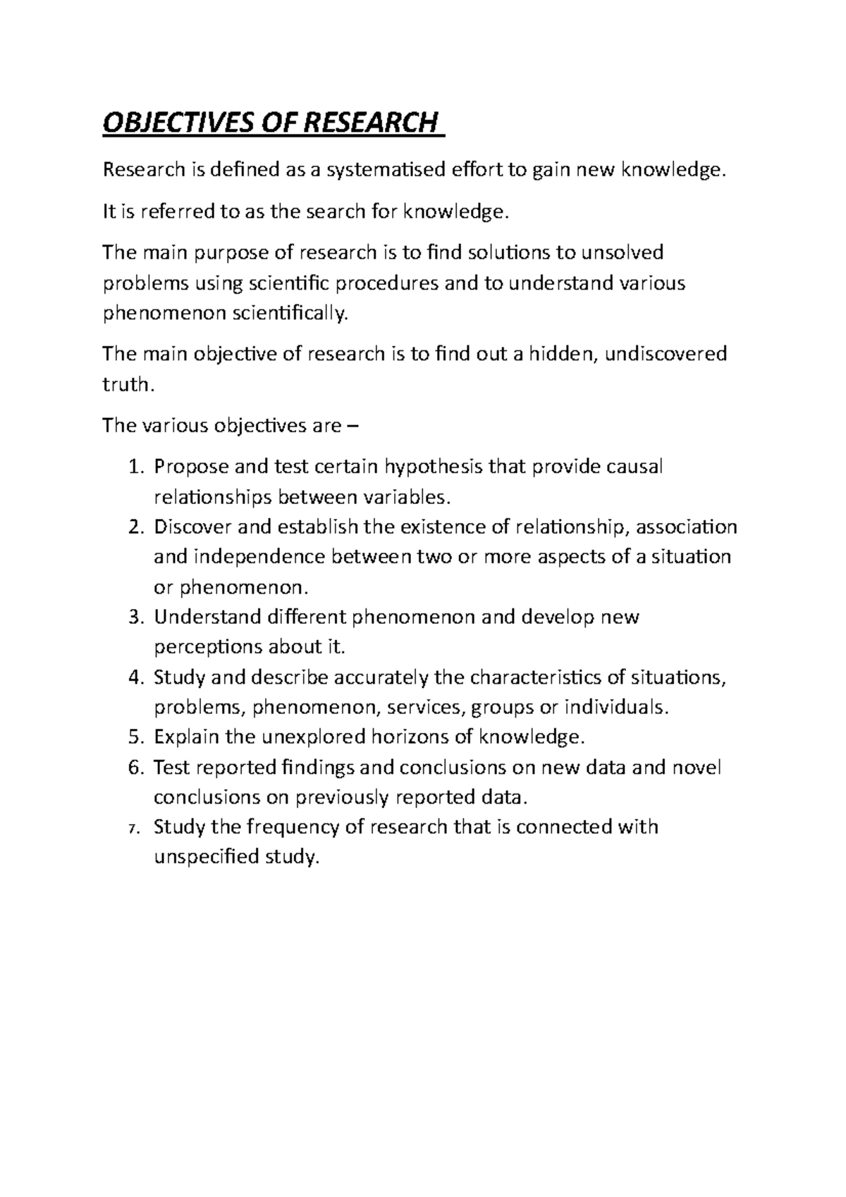 Objectives of Research - OBJECTIVES OF RESEARCH Research is defined as ...
